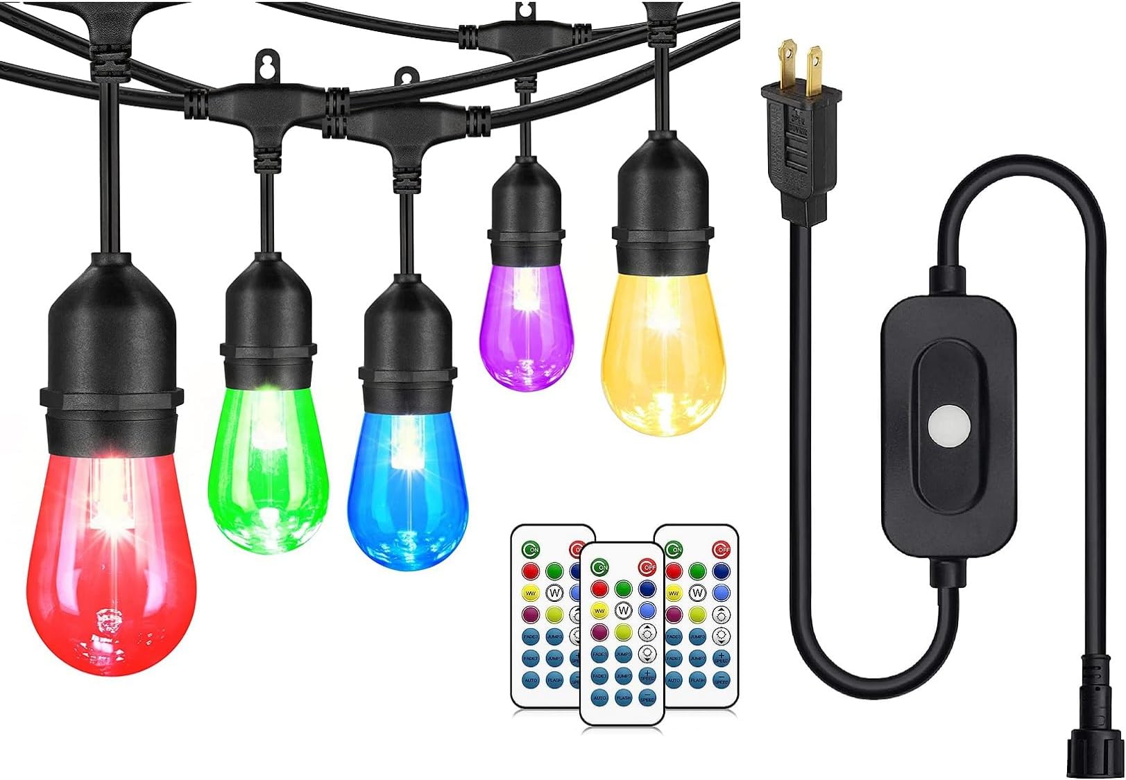 Mlambert 48FT RGB Outdoor Patio Lights Bundle with 1 Controller Box and ...