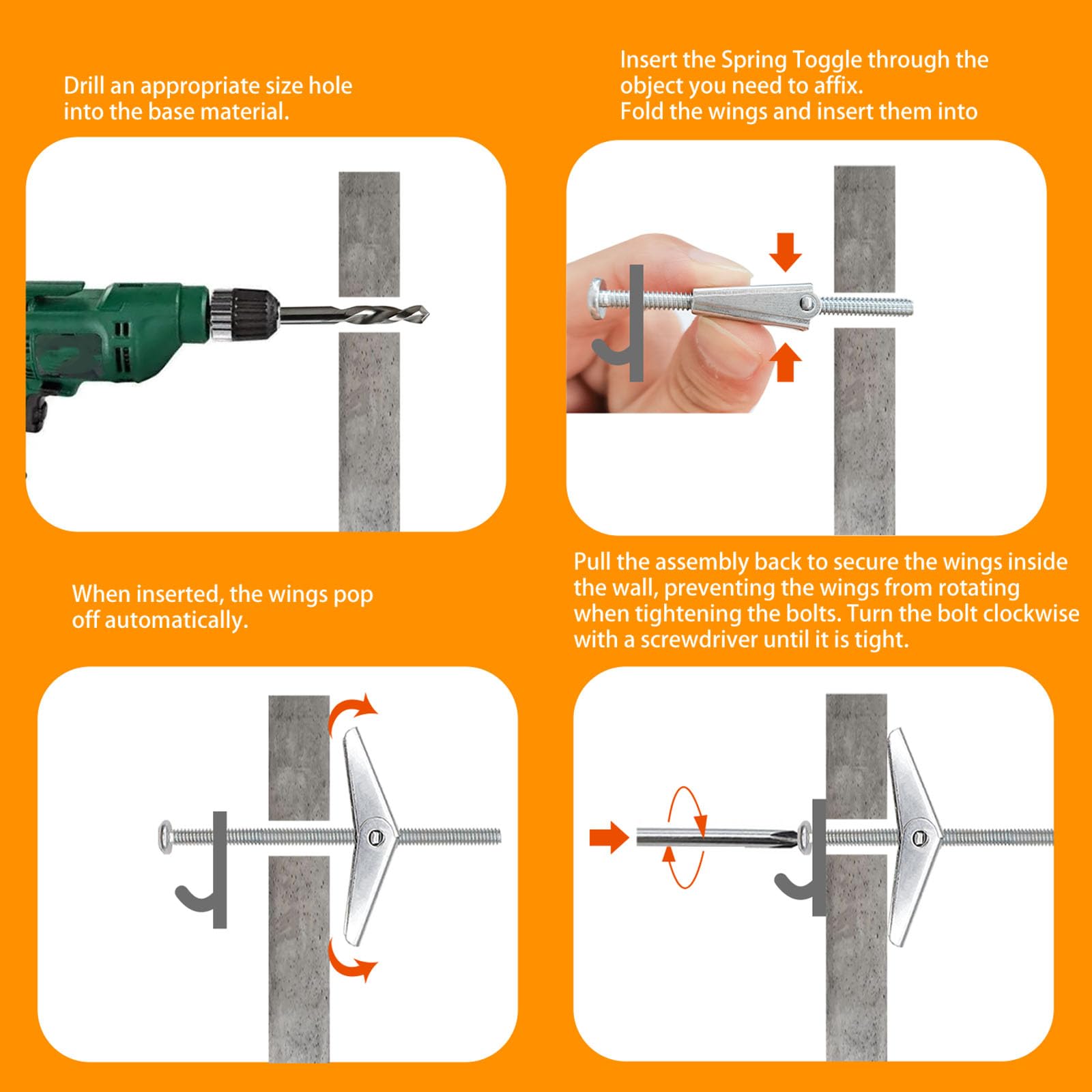 Snapklik.com : Weideer 92Pcs Toggle Bolts 3/16" Heavy Duty Drywall ...