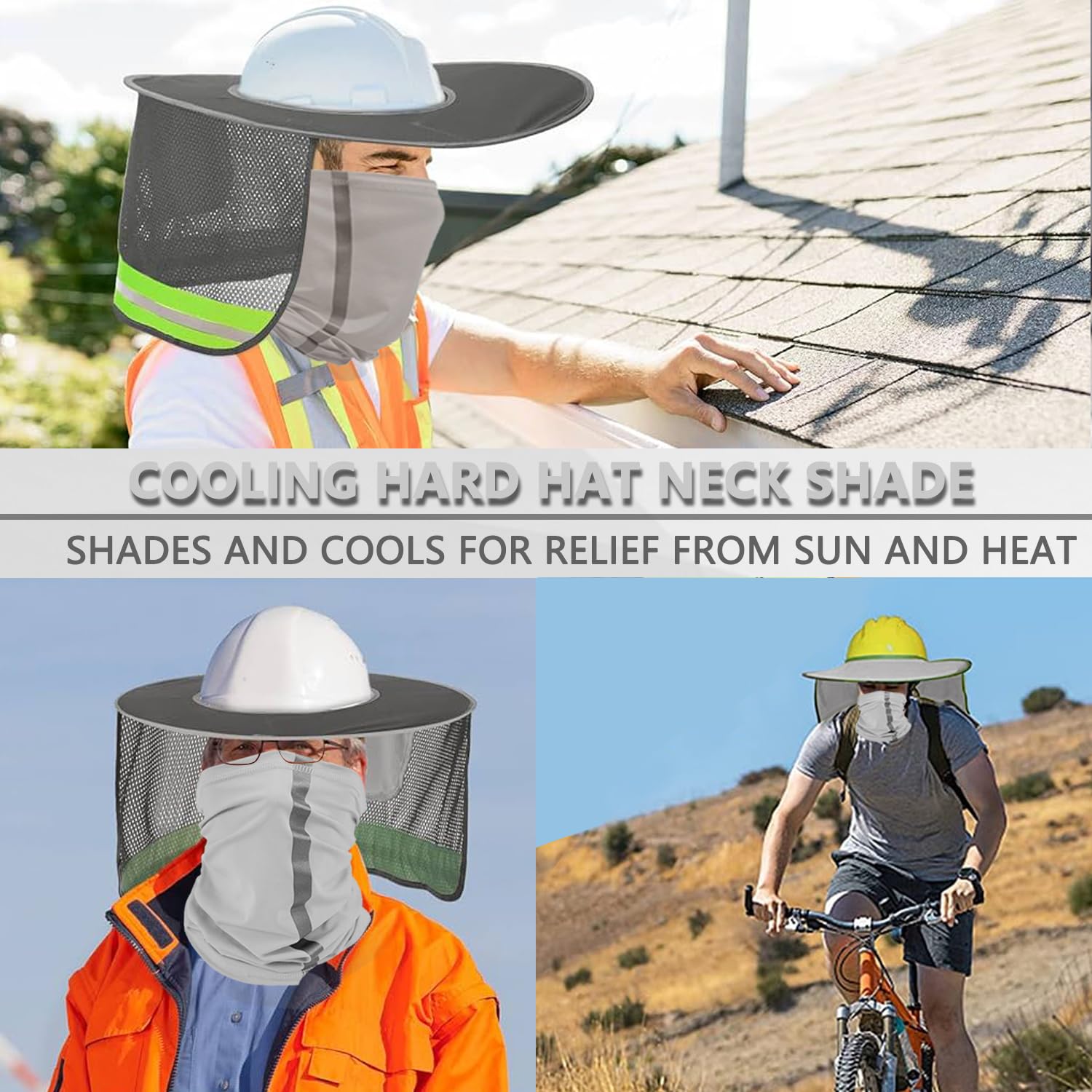 Snapklik.com : ENASGLOO 4 Pcs Full Brim Hard Hat Sun Shade Mesh Neck ...