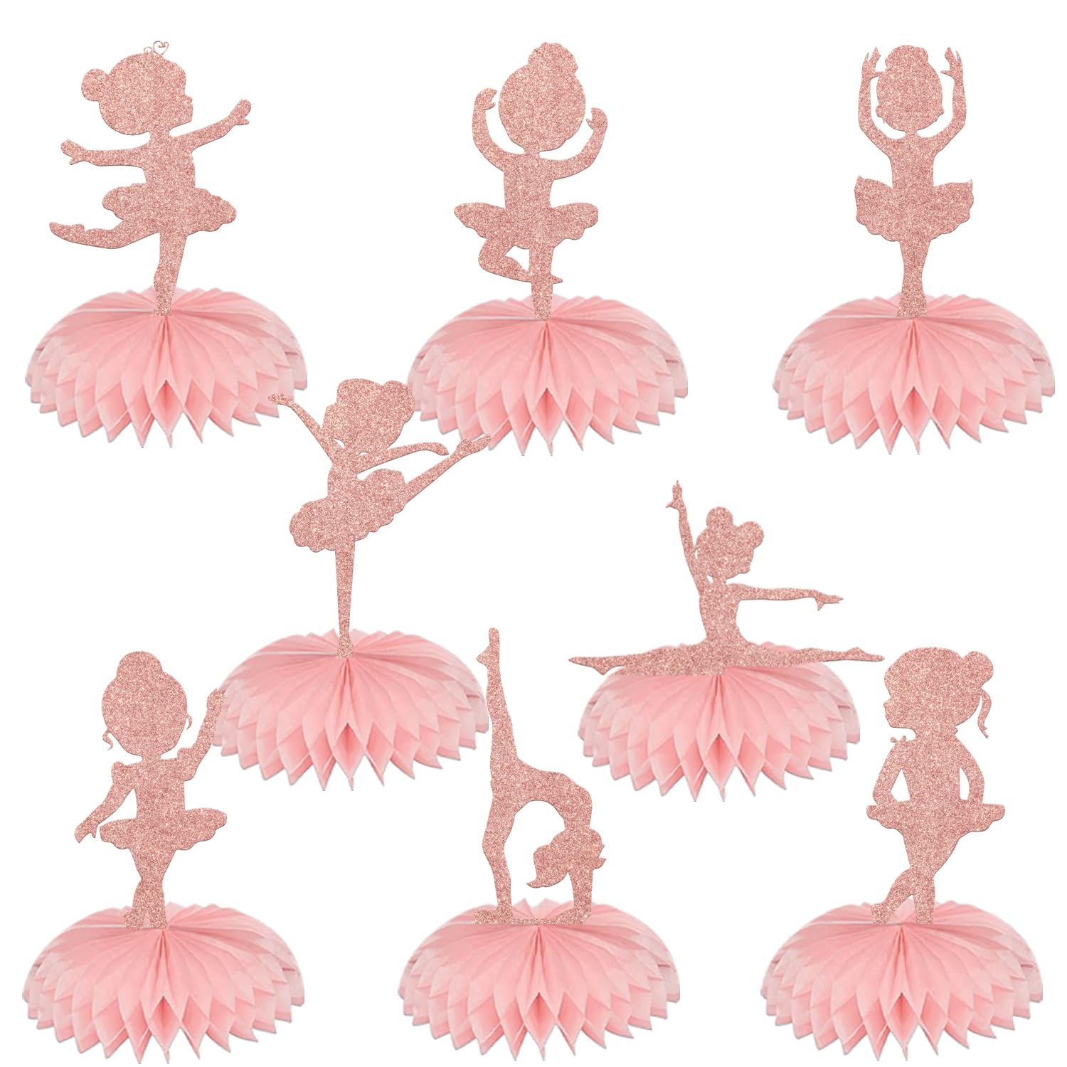 Amazon.com: KEWUFD Rose Gold Glitter Ballerina Birthday Centerpiece ...