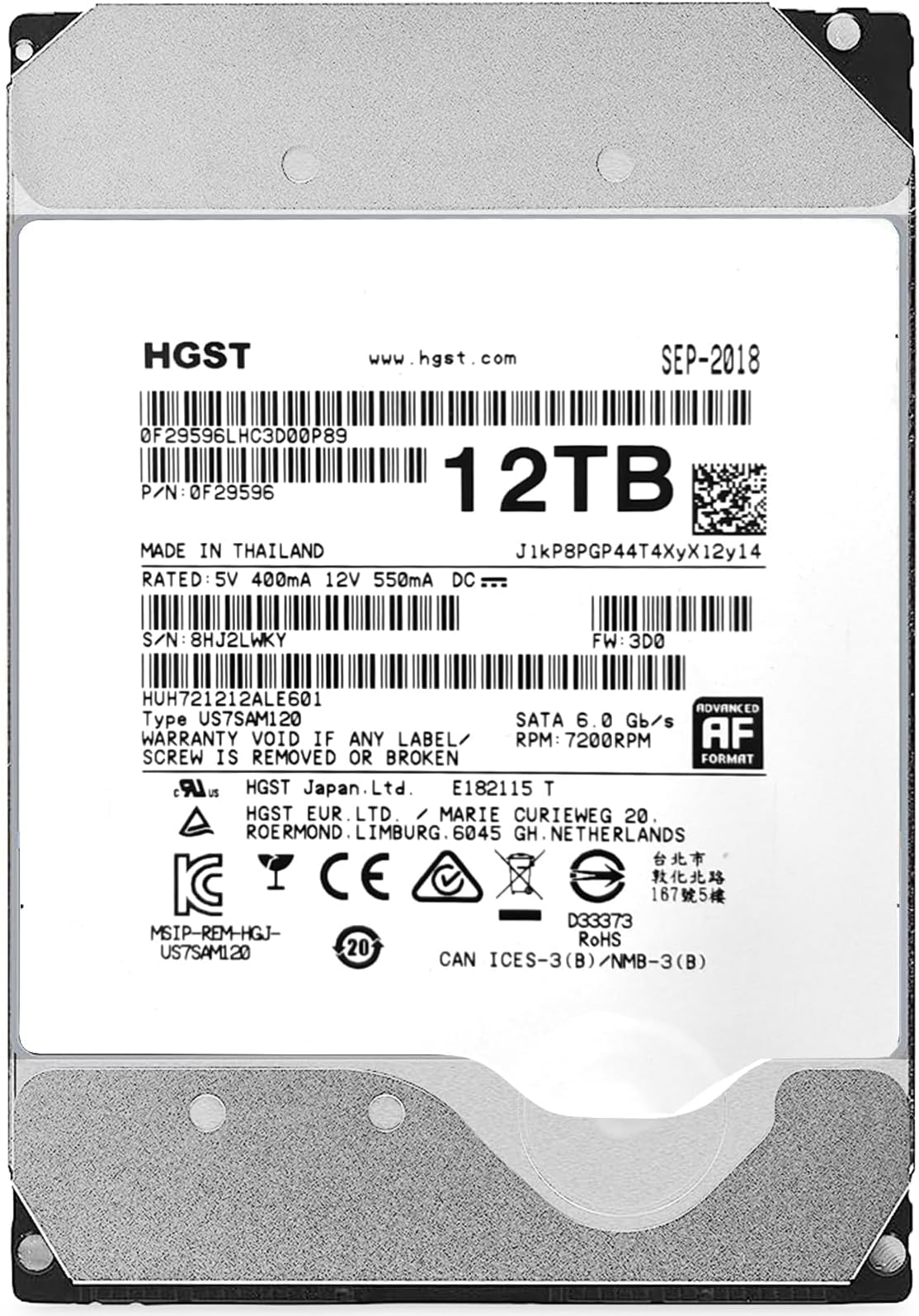 Amazon | HGST 12TB hdd 3.5インチ,ハードディスク 外付け7200rpm,ウエスタンデジタル 内蔵hdd SATA ...