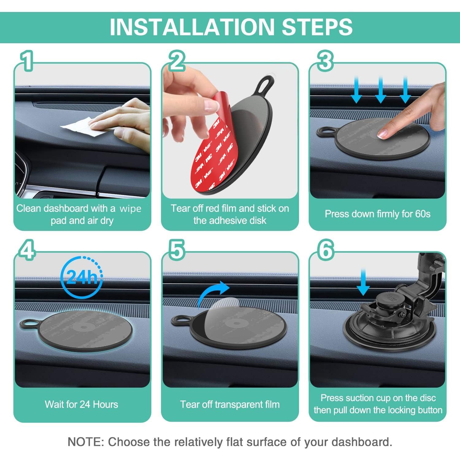 Snapklik.com : Pop-tech Adhesive Dashboard Mounting Disk: 95mm Dash Pad ...