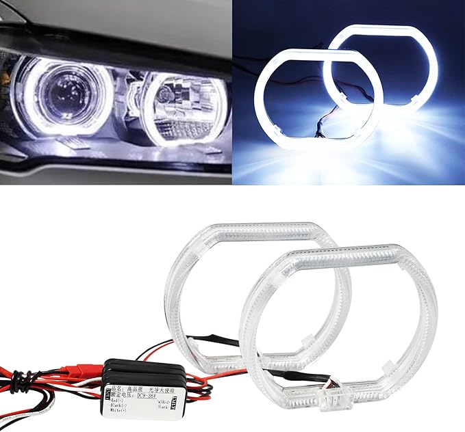 Amazon.com: Qasim 120MM Square LED Halo Rings Light Guide Angel Eyes ...