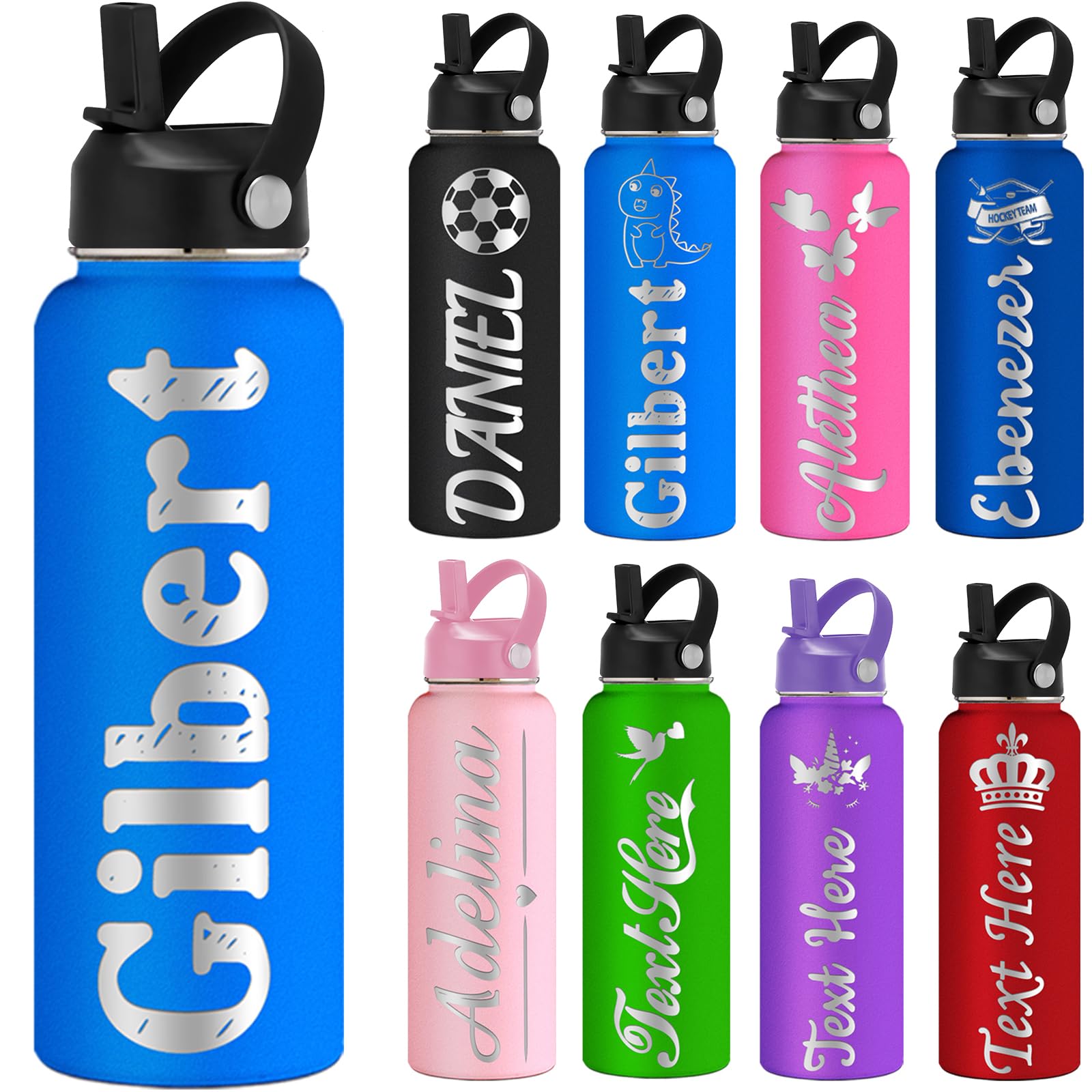 Amazon.com: Hapelf Personalized Kids Water Bottle Custom 24oz Insulated ...