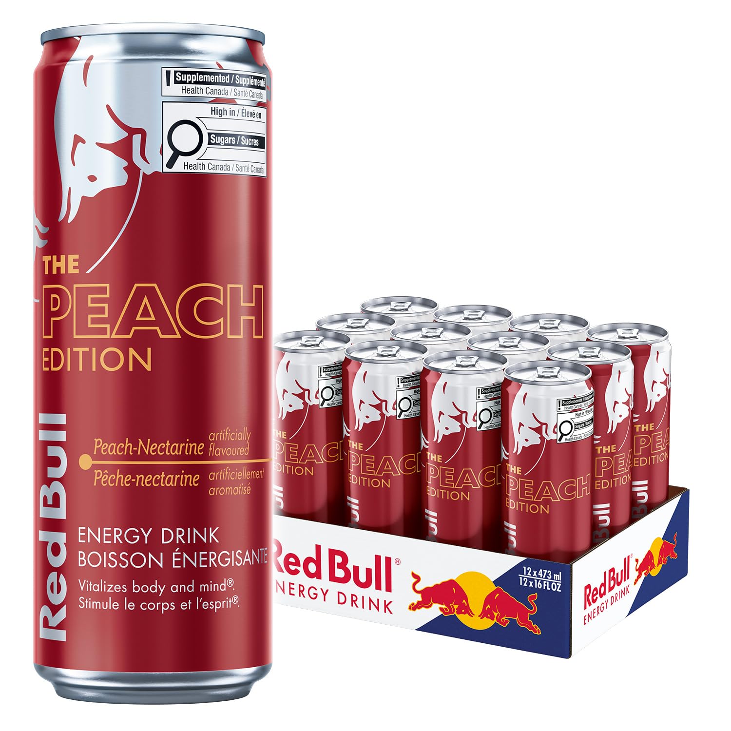 Red Bull Energy Drink, Peach-Nectarine, 473ml (12 Pack) : Amazon.ca ...