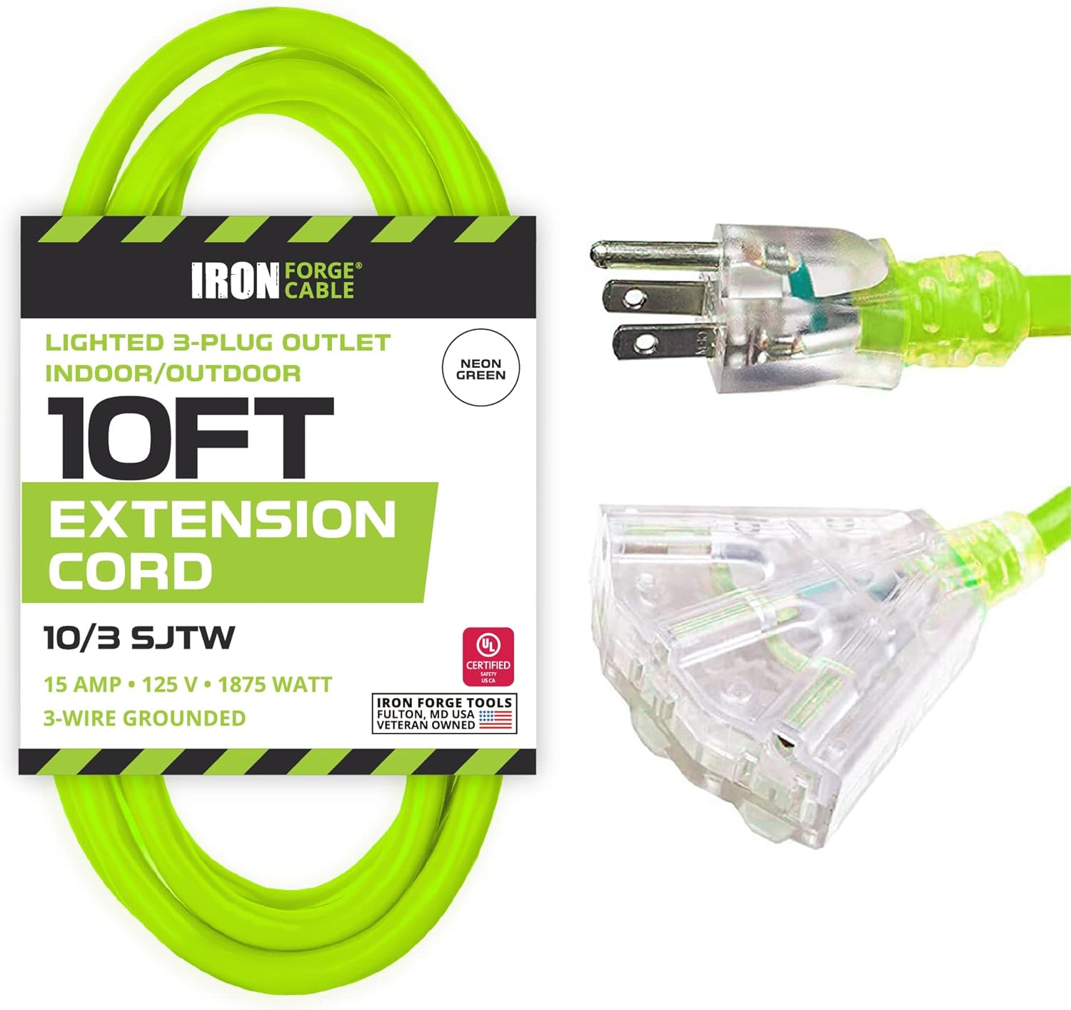 Amazon.com: Iron Forge Cable 10 Gauge Extension Cord 10 ft with 3 ...