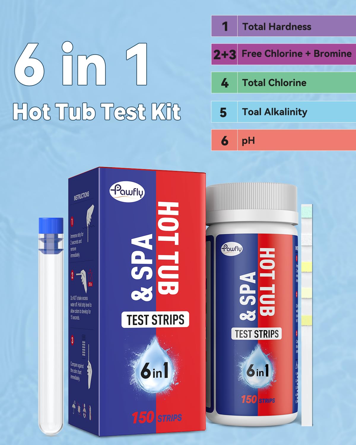 Snapklik.com : 6 In 1 Hot Tub Test Strips, Spa Pool And Hot Tub Test ...