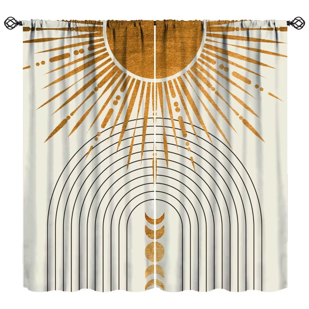 Amazon.com: JanJCurt Boho Sun Curtains, Mid Century Abstract Arch ...