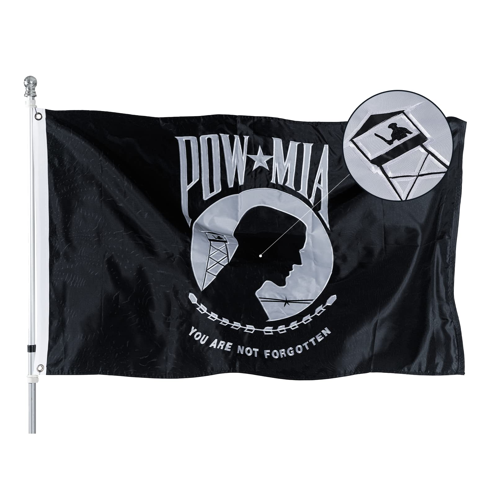 Amazon.com : Bradford Pow Mia Flag 2x3 feet Outdoor, Embroidered Double ...