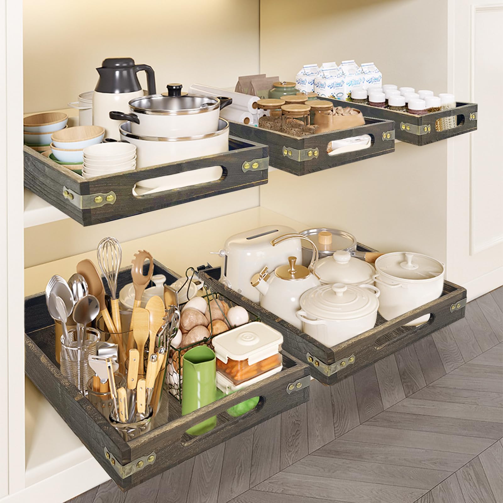 Amazon.com: 3 Pack Pull Out Cabinet Organizer Fixed with Adhesive Nano ...