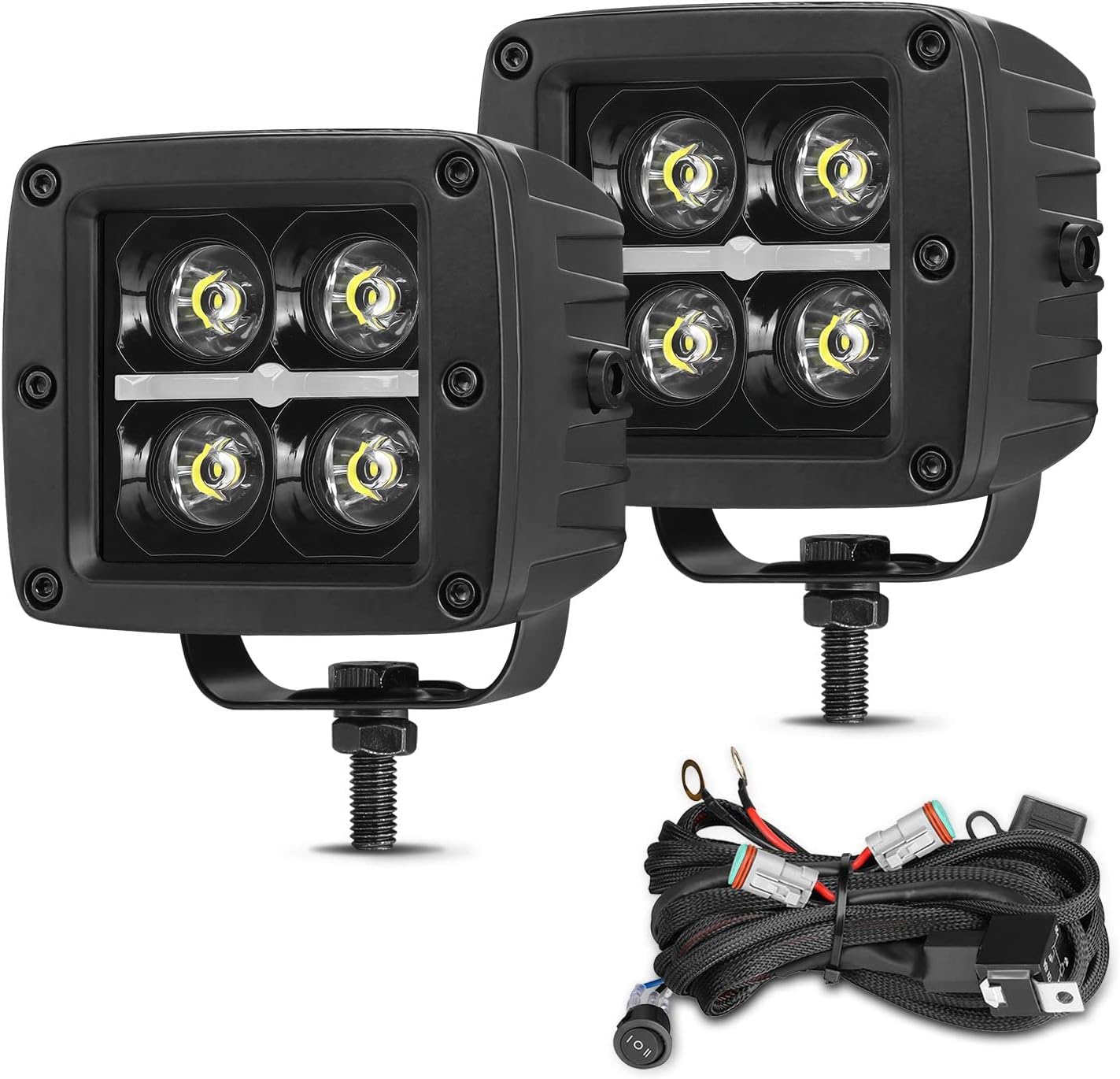 Amazon.com: LED Cubes with DRL, ROADOR 2PCS 3inch 80W LED Pods with ...