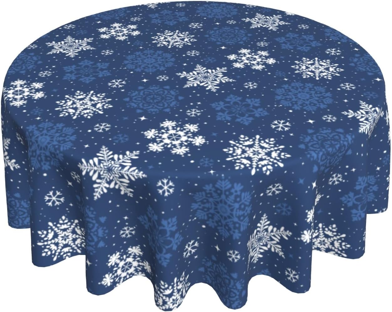 Amazon.com: Aytipun Round Winter Tablecloth, Christmas Dark Blue and ...