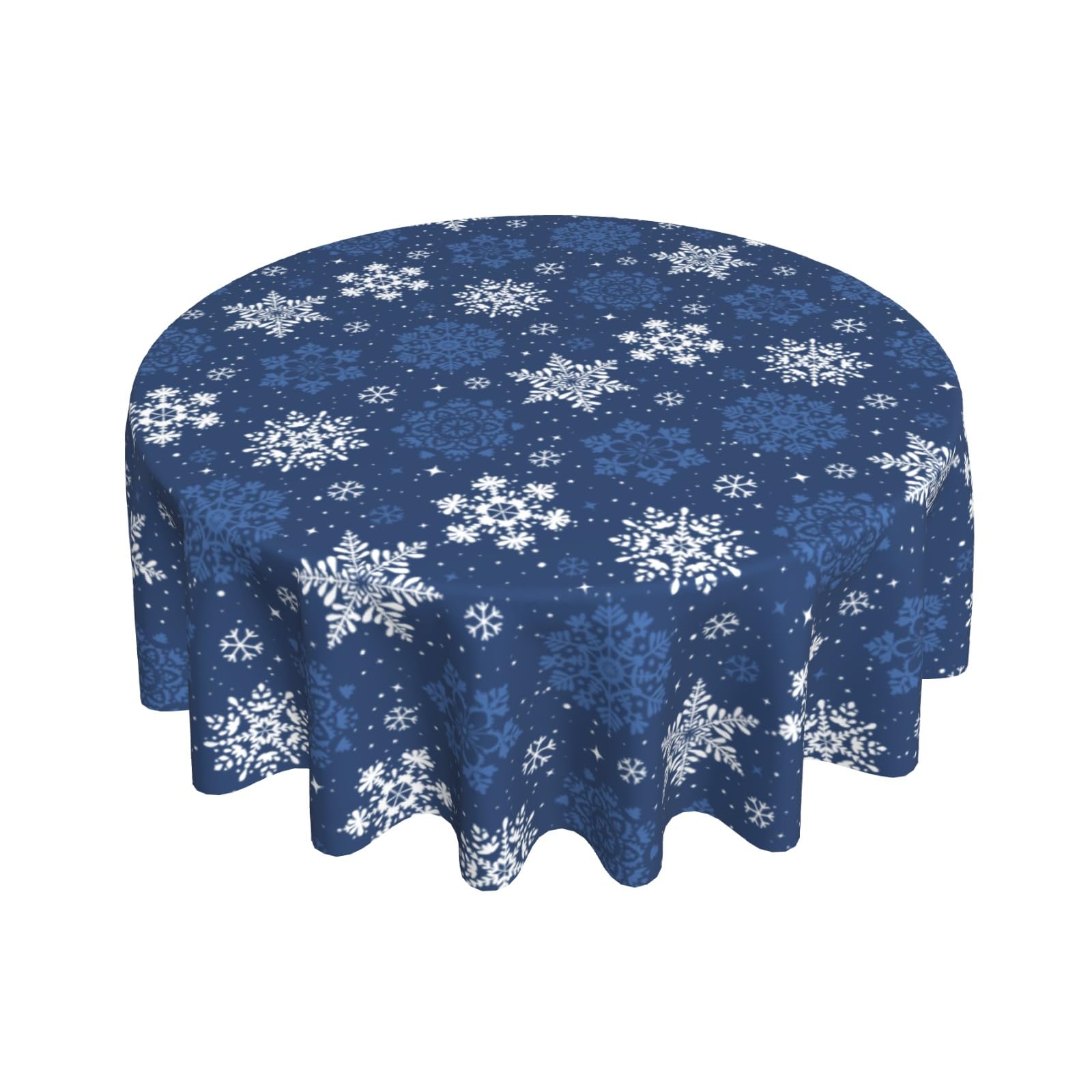 Amazon.com: Aytipun Round Winter Tablecloth, Christmas Dark Blue and ...