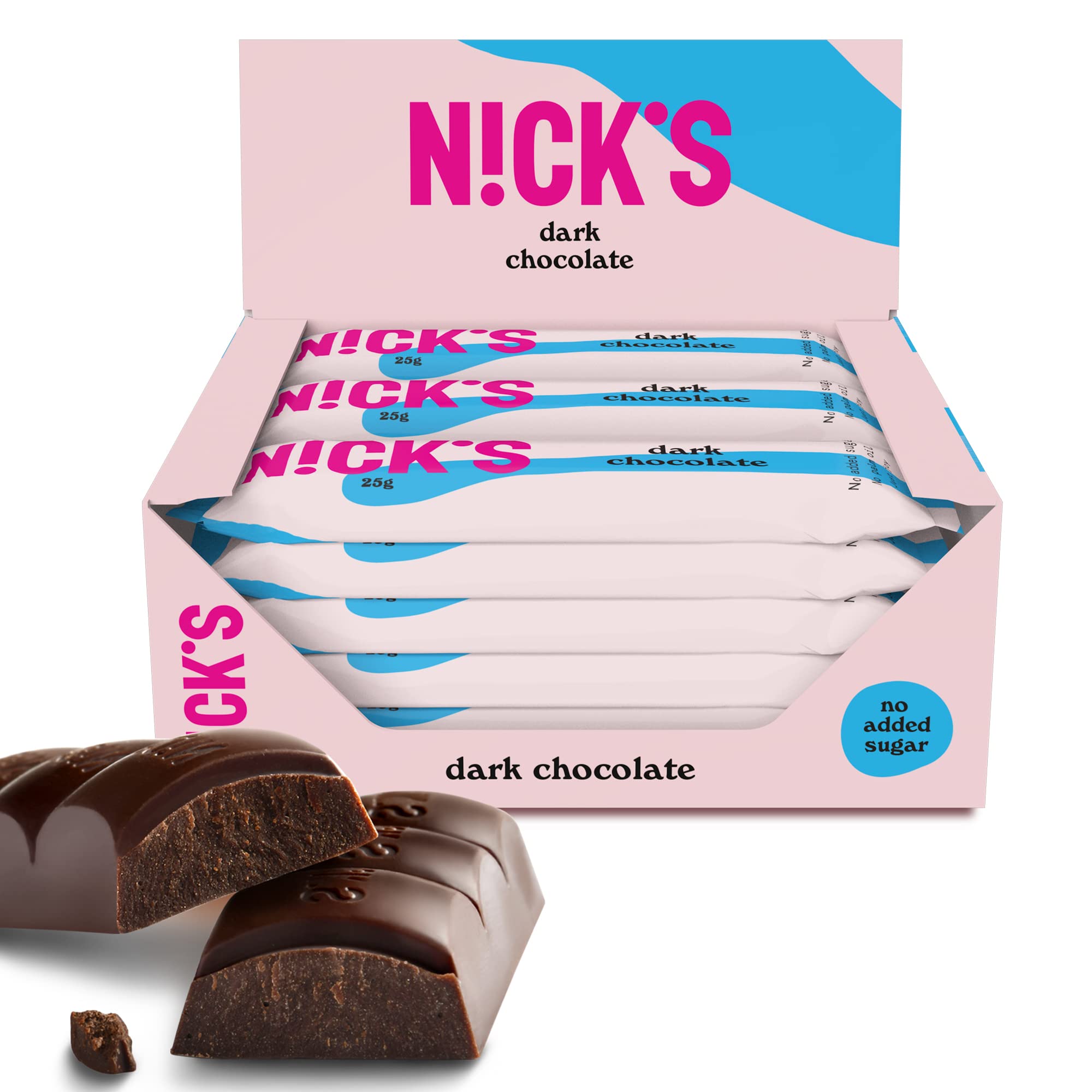 NICKS Dark Chocolate Vegan Keto Bars 1.1g Net Carbs, No Added Sugar ...