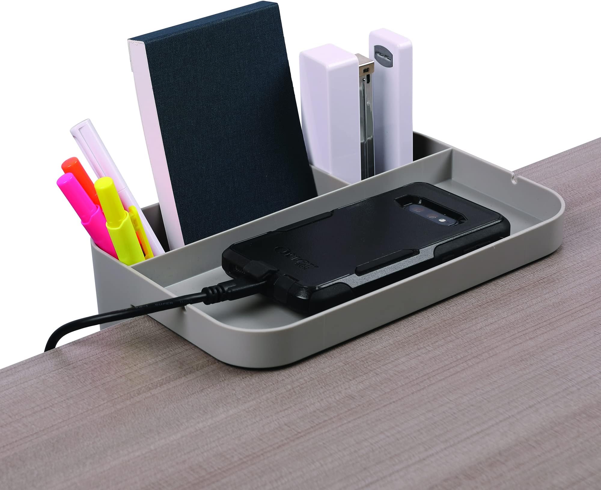 Safco Onyx Hanging Desktop Organizer with 3 Vertical Trays, Under-Desk ...
