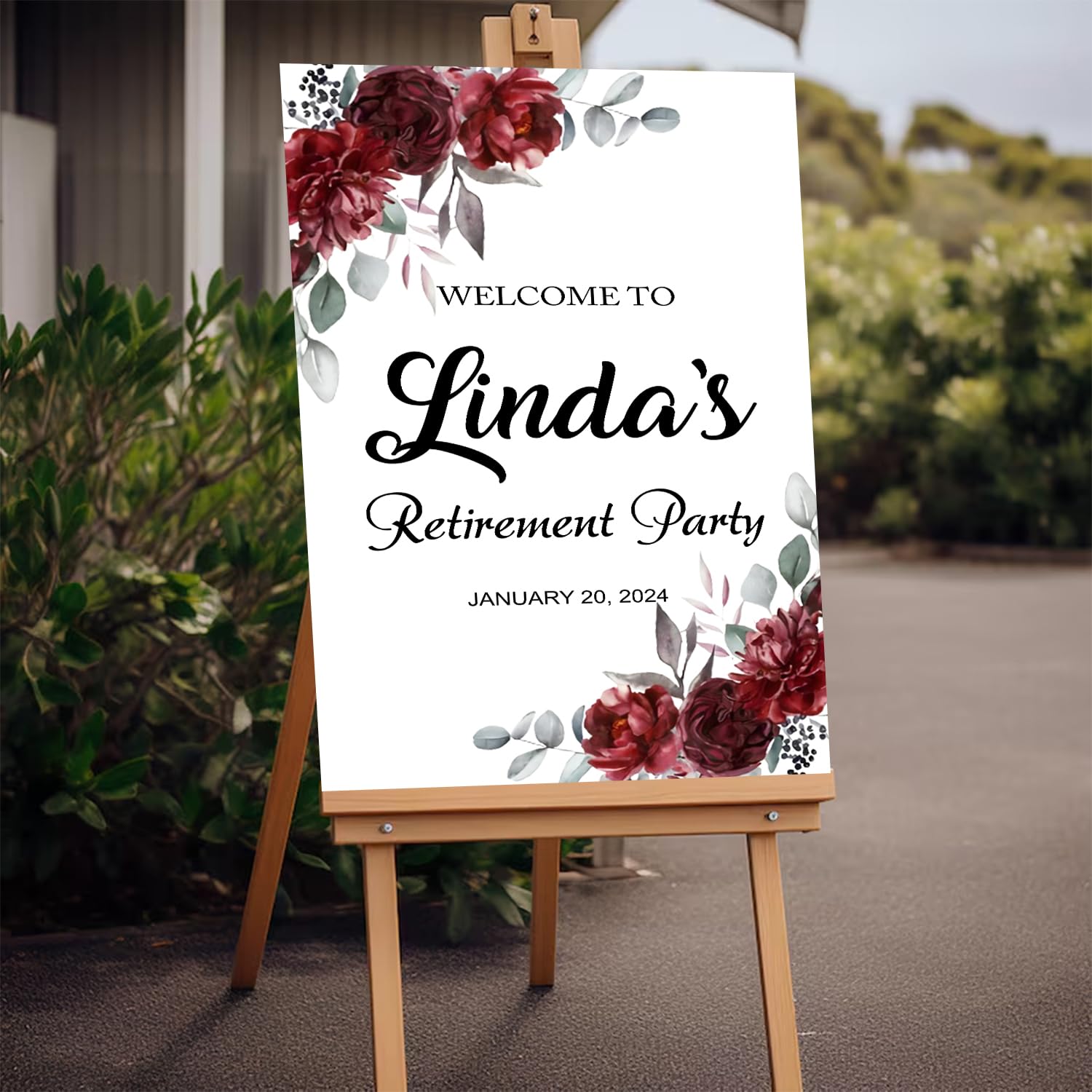 Amazon.com : Floral Red Retirement Party Sign, Red Retirement ...