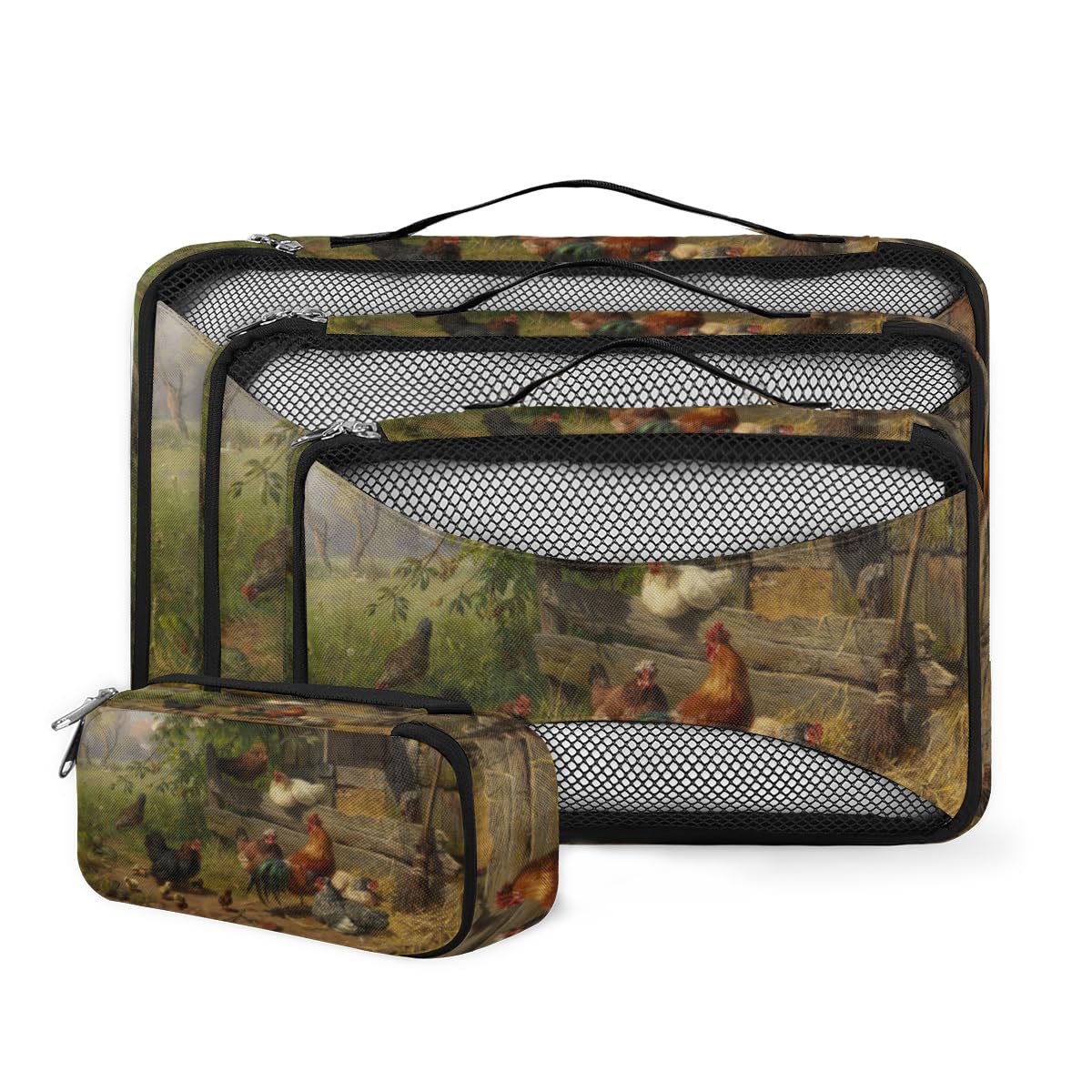 Amazon.com: Farmyard Rooster Farmhouse Hen 4 Piece Packing Travel ...