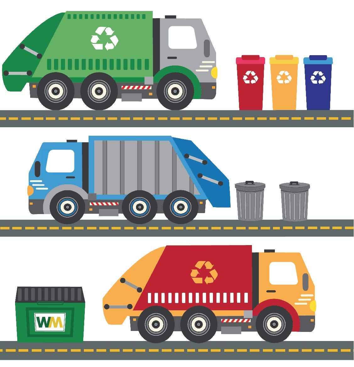 Amazon.com: Garbage Truck Wall Decals, Recycling Truck Decals with 15 ...