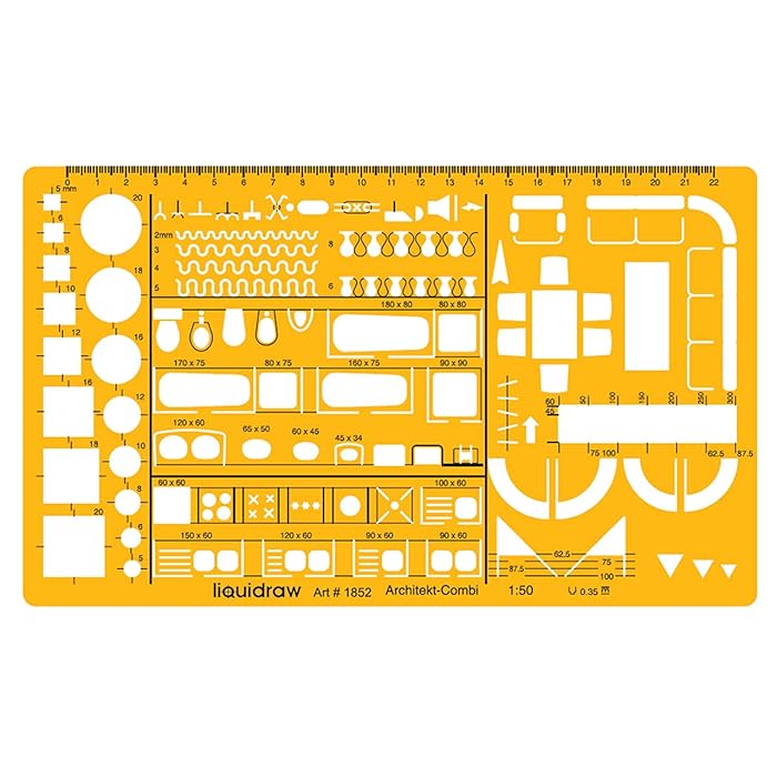 Buy Liquidraw 1:50 Scale Architectural Scale Ruler Drawing Template ...