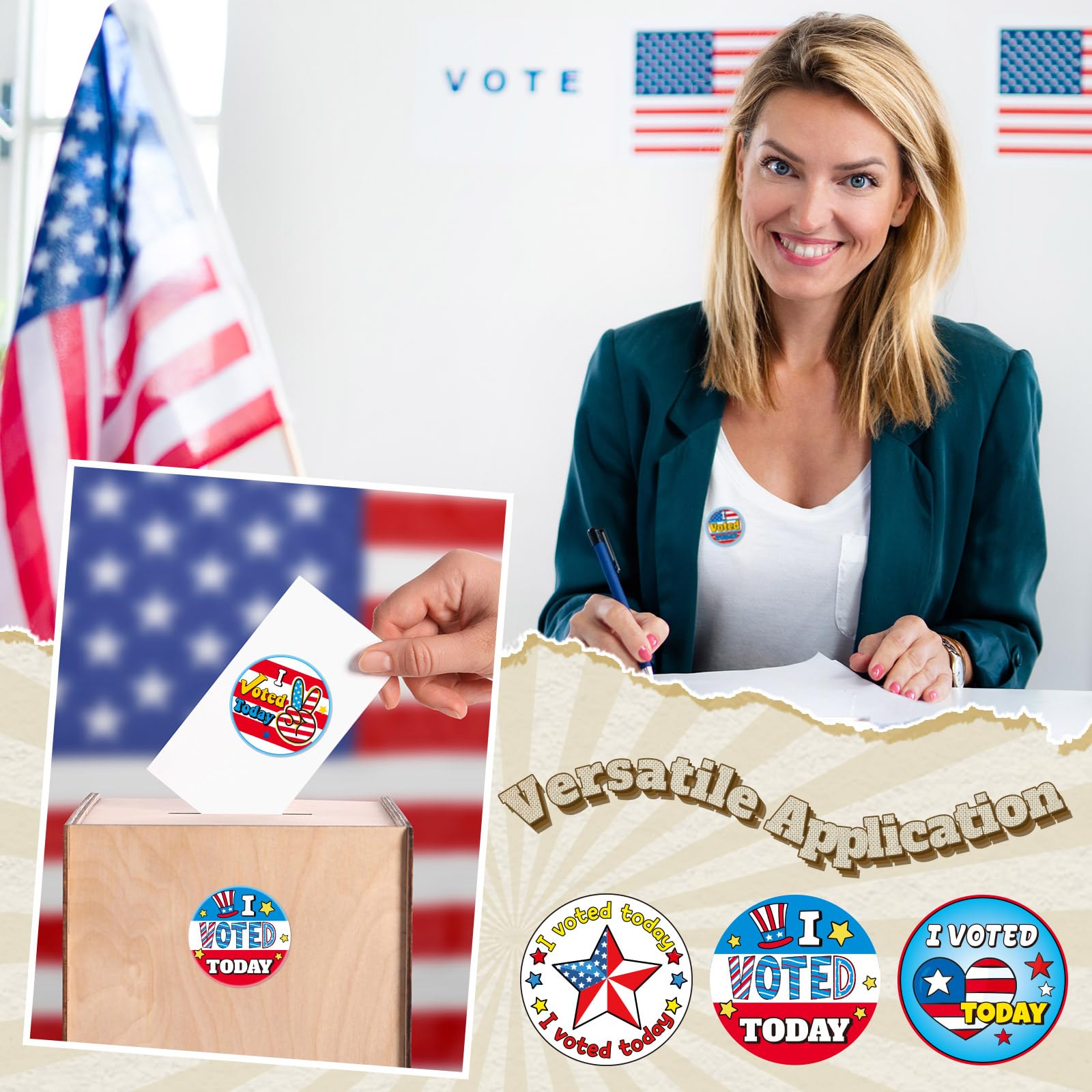 Snapklik.com : Tenceur 2 Rolls/ 1000 Pcs I Voted Stickers 2026 For Kids ...