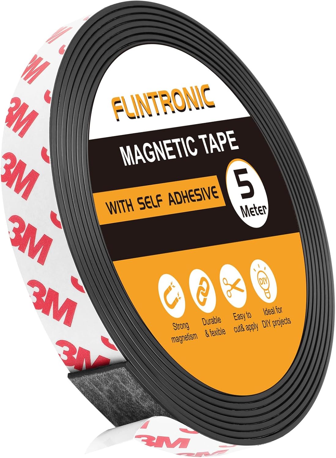 Flintronic 5m Magnetic Tape Self Adhesive, 15mm Magnet Strips for ...