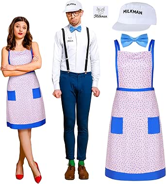 Amazon.com: Halfchet 2 Pcs Halloween Milkman and Housewife Costume Set ...