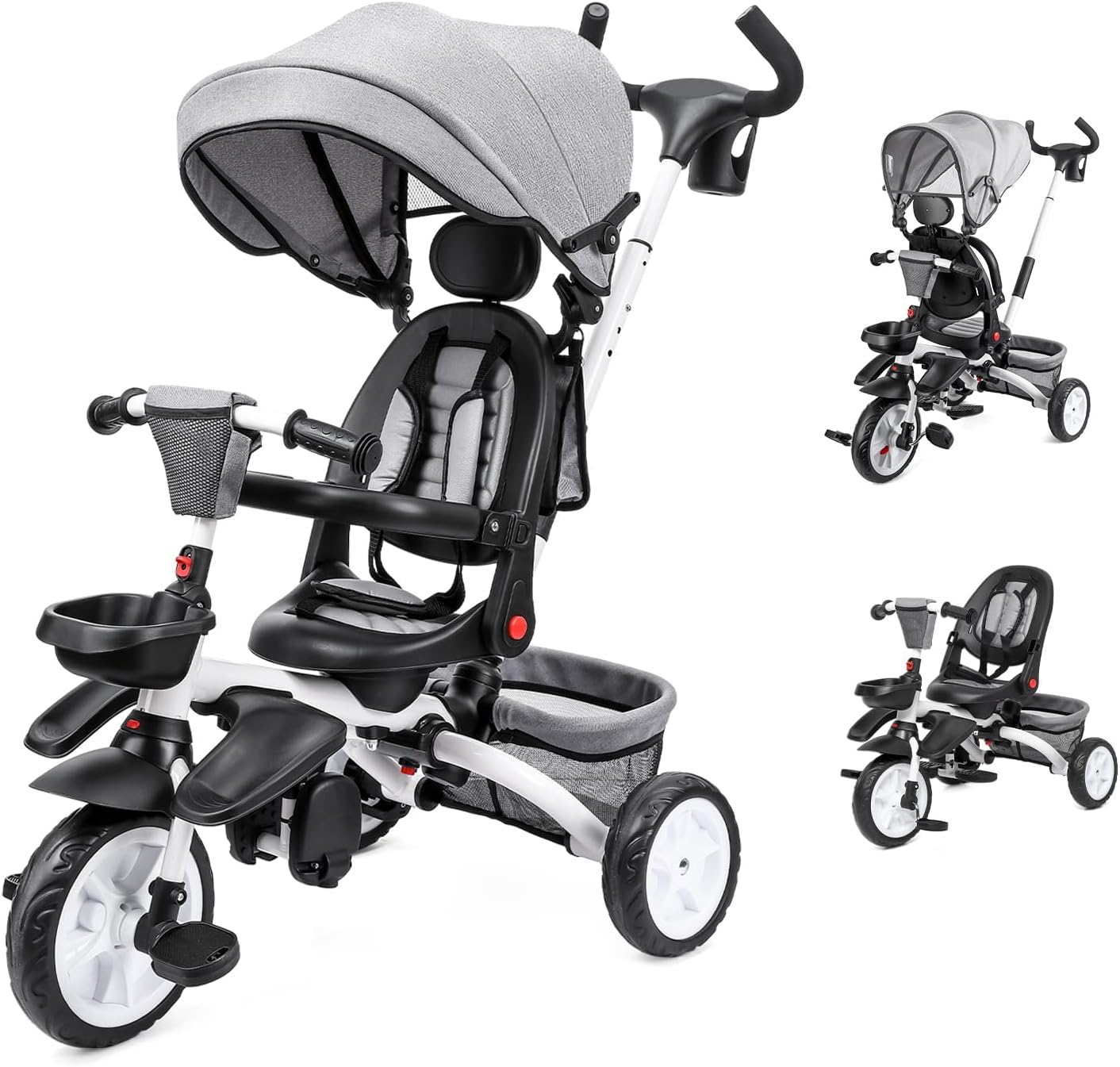 Amazon.co.jp: Thinkmax 子供三輪車 ベビーカー 5in1 折りたたみ 手押し棒 乗用玩具 超軽量 乗り物 組み立て簡単 1～5歳 出産祝い : おもちゃ