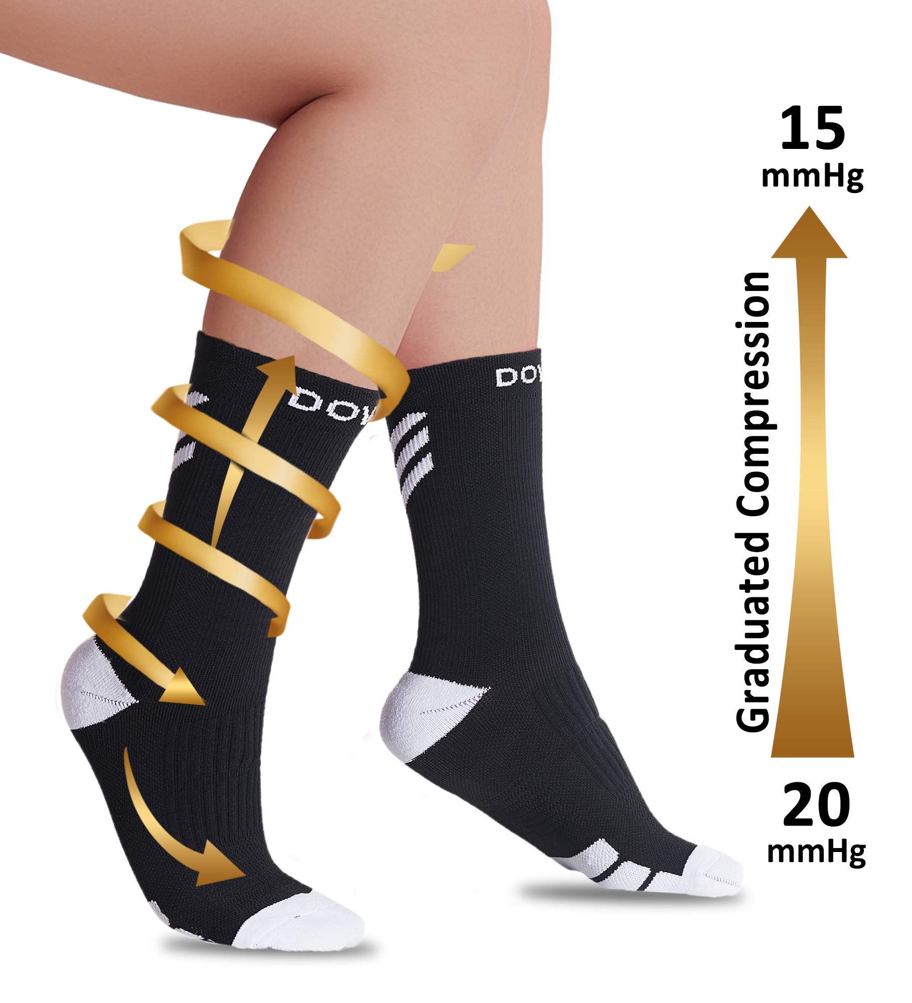 Snapklik.com : DOVAVA Compression Crew Socks 15-20mmHg, Men Women ...