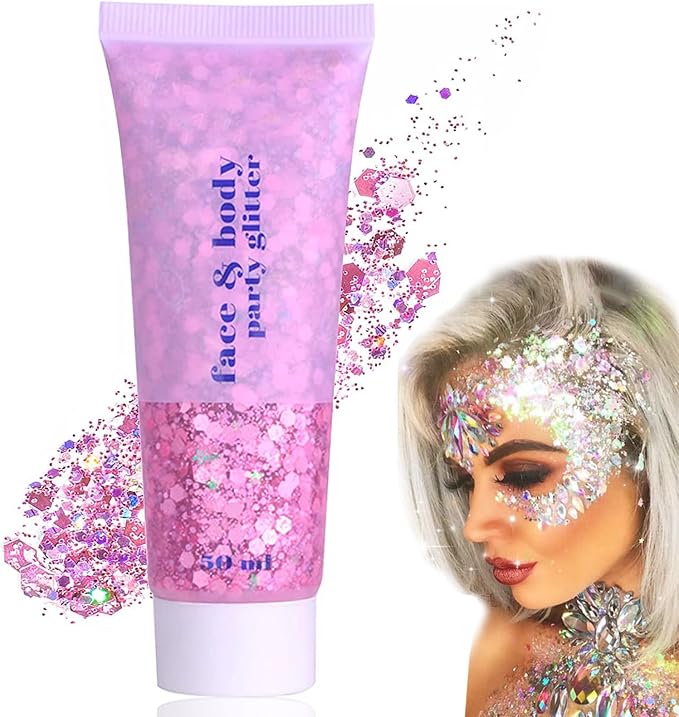 Body Glitter Gel, 50ml Face Glitters Body Gel Sequins Shimmer Liquid ...