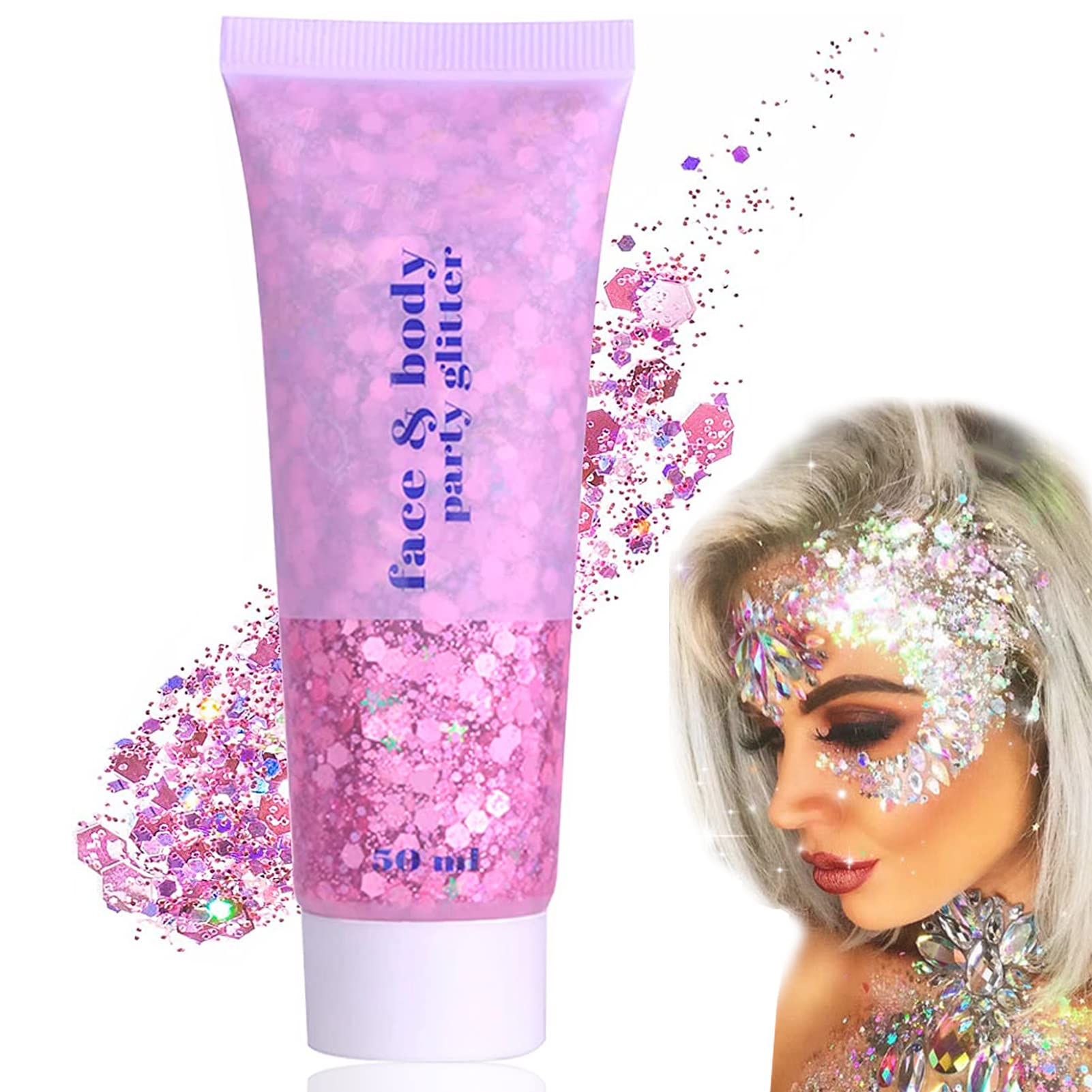 Body Glitter Gel, 50ml Face Glitters Body Gel Sequins Shimmer Liquid ...