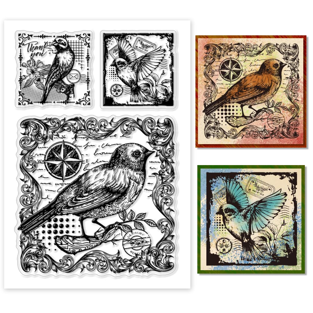 Amazon.com: PH PandaHall Bird Clear Stamps for Card Making, Birds ...