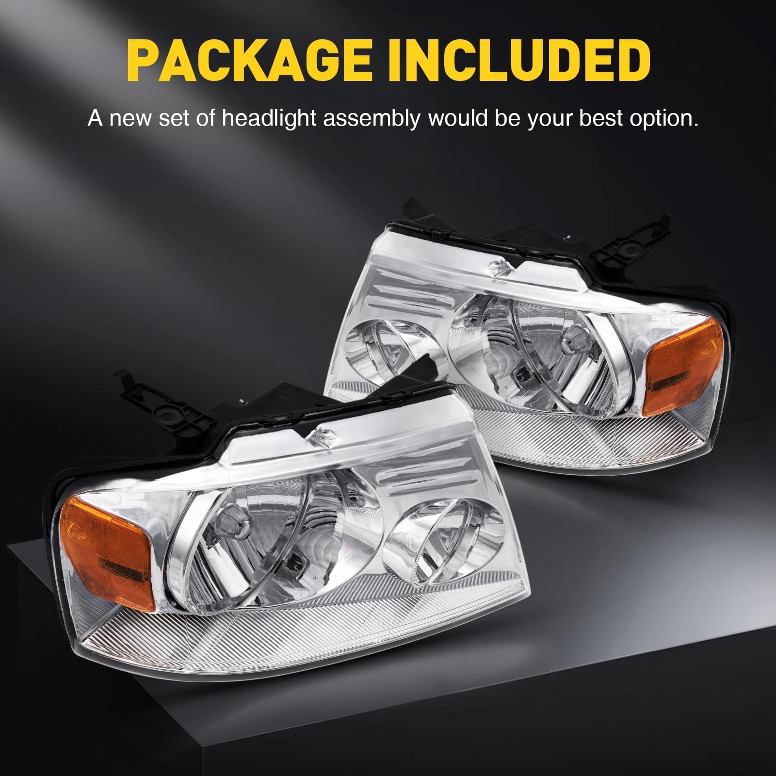 KAX Headlight Assembly Set Pair, Fit for 2004-2005 2006 2007 2008 F150 ...