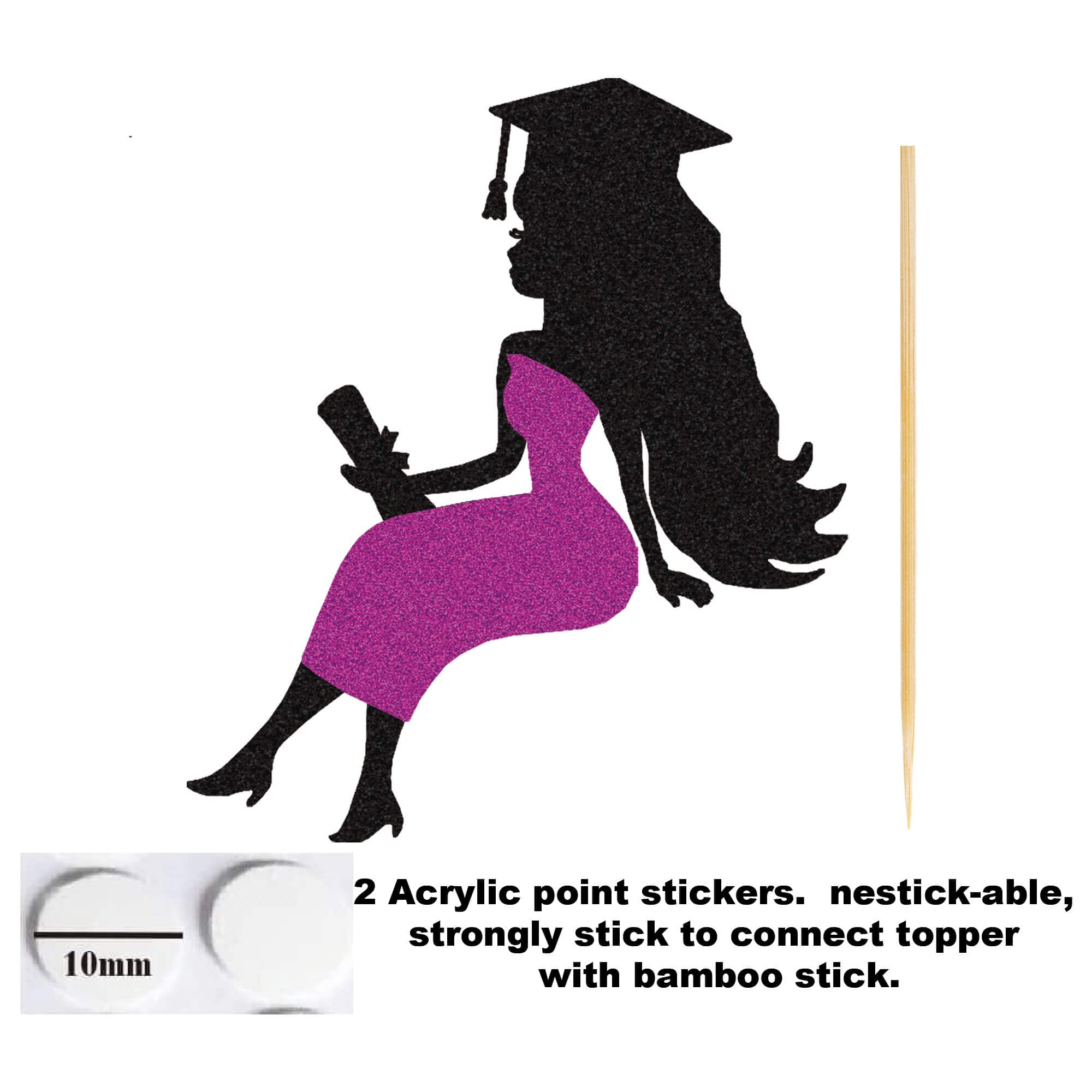 Snapklik.com : Graduation Cake Topper 2022, Black And Purple Glitter ...