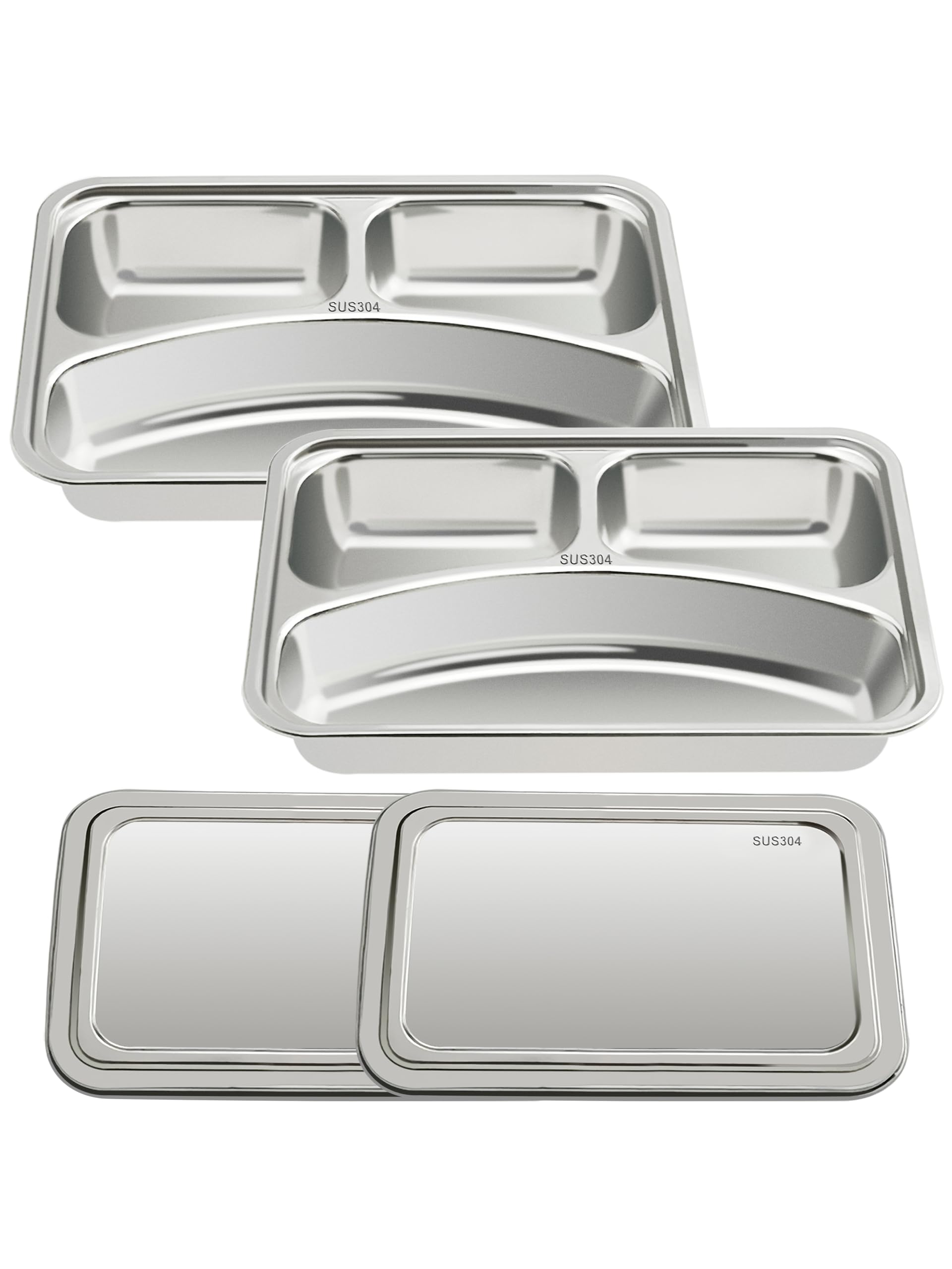 Snapklik.com : VENTION Child Stainless Steel Rectangular Divided Plates ...