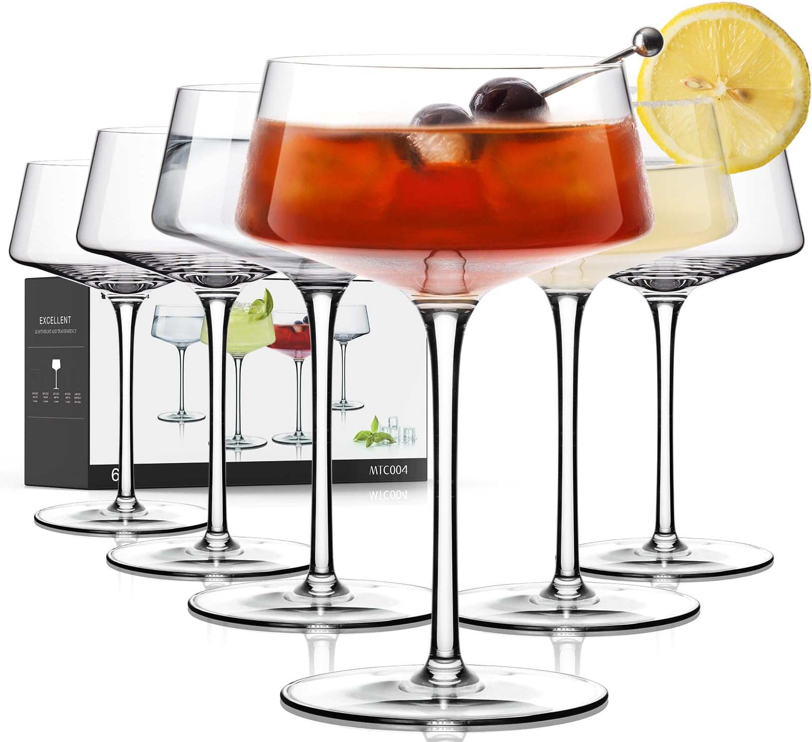 Amazon.com | Chouggo Martini Glasses Set of 6, 8Oz Coupe Cocktail ...