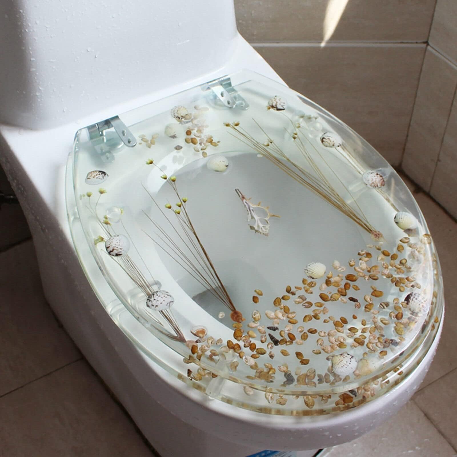 Giciashop Toilet Seat Transparent Dried Flower Designs Silent Resin ...