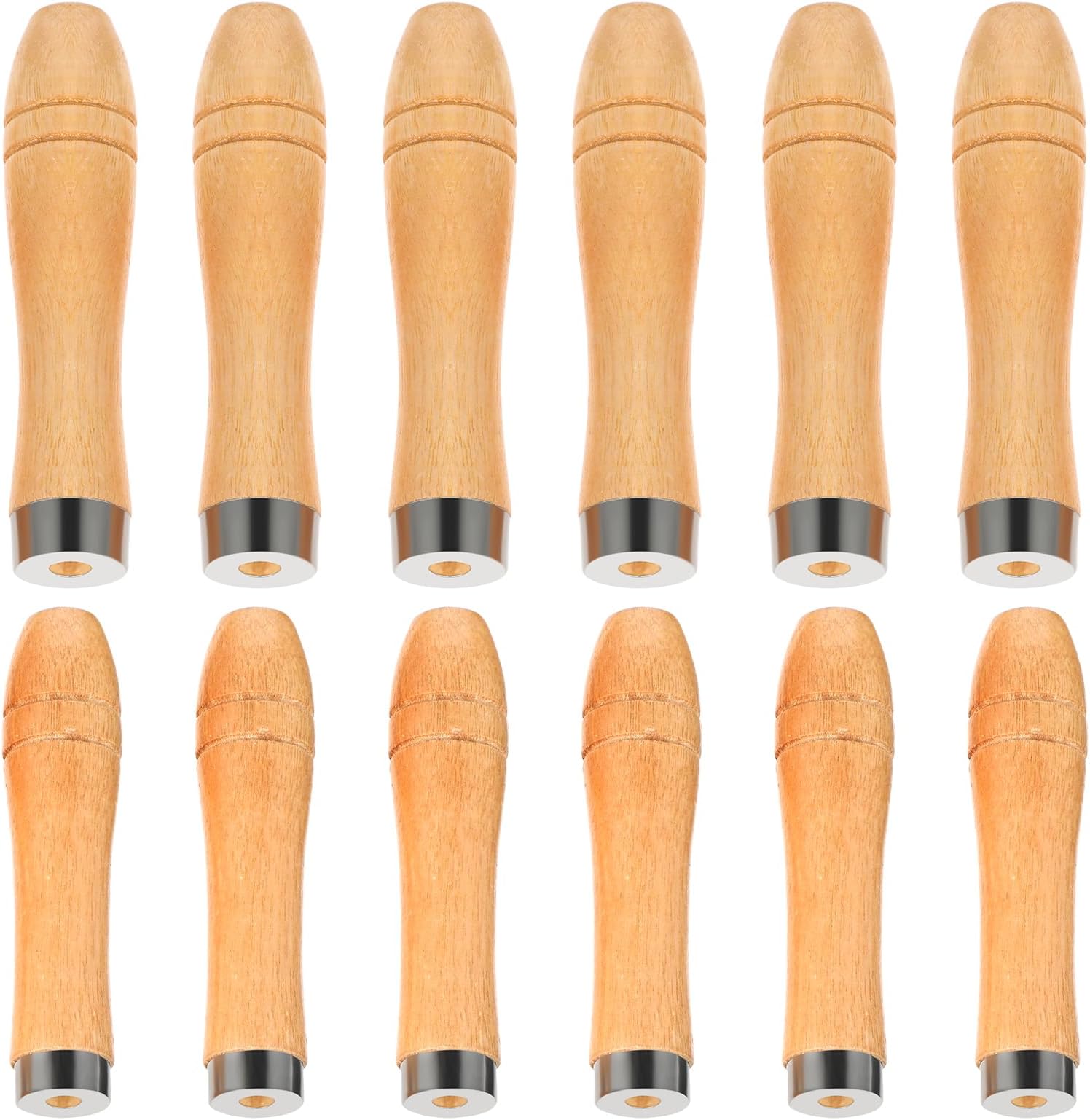 12 PCS File Special Handle with Metal Collars Round Hole Small Wooden ...