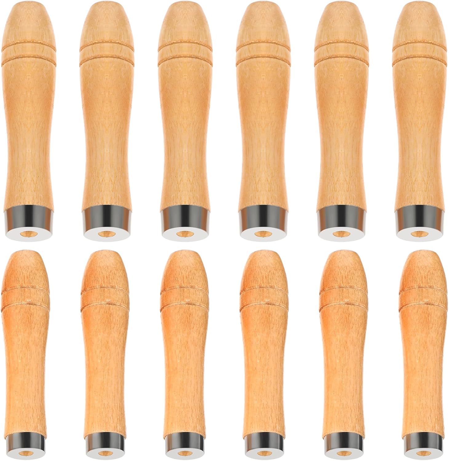 12 PCS File Special Handle with Metal Collars Round Hole Small Wooden ...