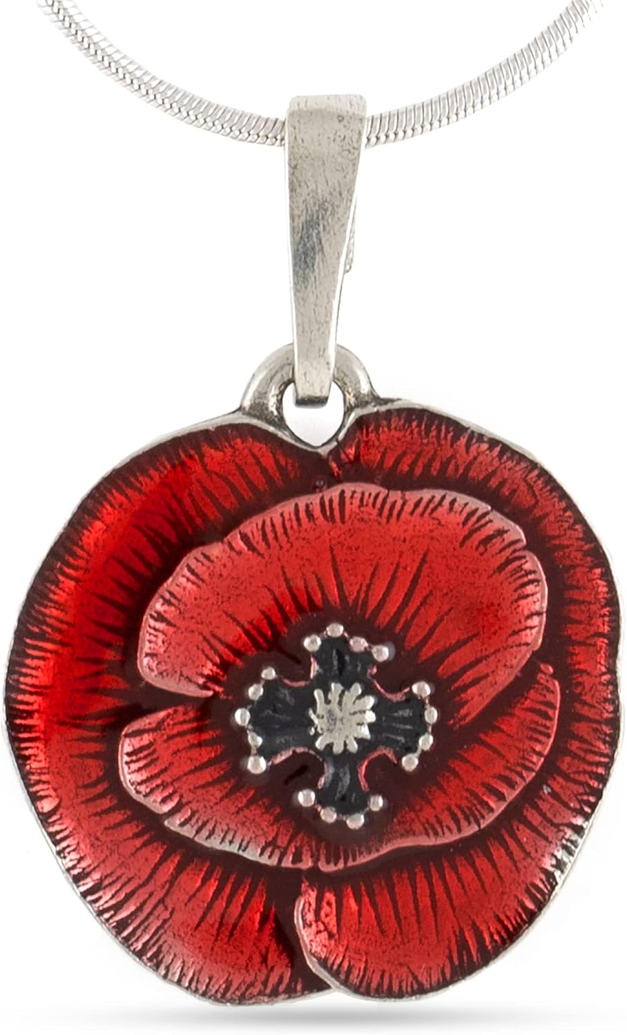 Amazon.com: DANFORTH - Remembrance Poppy Snake Chain Necklace (Red ...