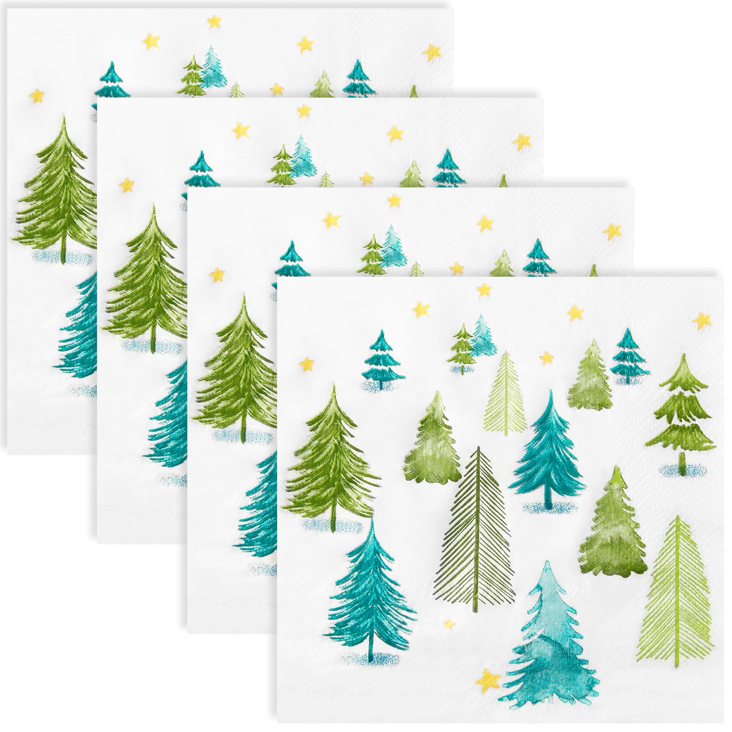 Amazon.com: Quera 50 Pack Christmas Paper Napkins Christmas Tree Blue ...