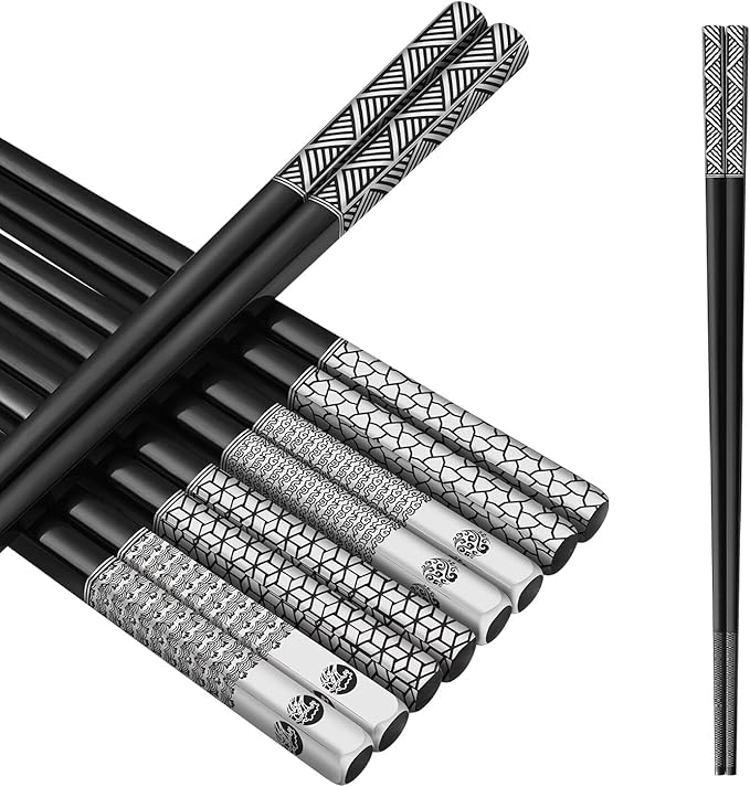 Amazon.com: TIICOO Metal Chopsticks Reusable 18/8 Stainless Steel ...
