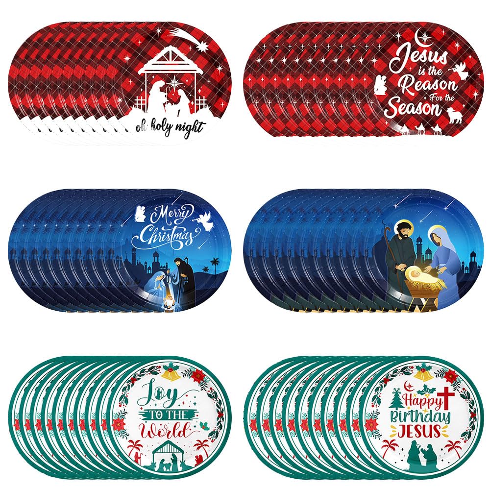Amazon.com: Holy Nativity Christmas Paper Plates Manger Scene Religious ...
