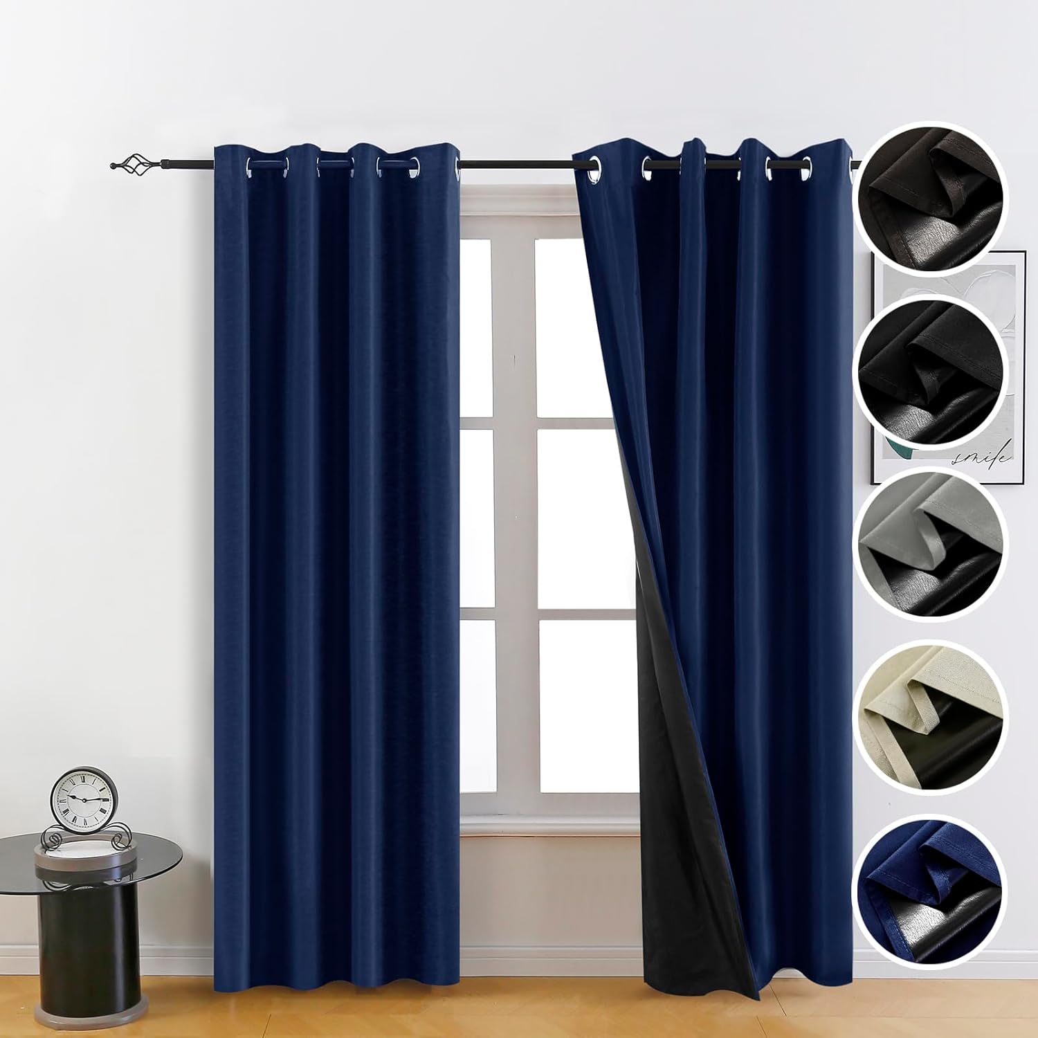 Amazon.com: FEBSIXTH 100% Blue Blackout Curtains for Bedroom,Black Out ...