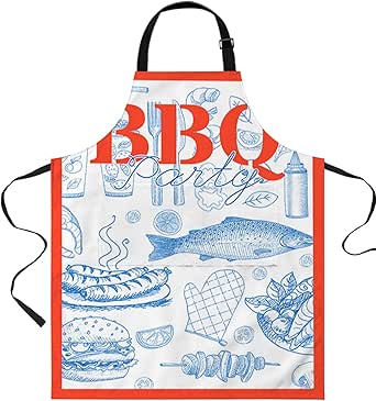 Amazon.com: LIFEMUSION BBQ Party Kitchen Cooking Apron Waterproof, Blue ...