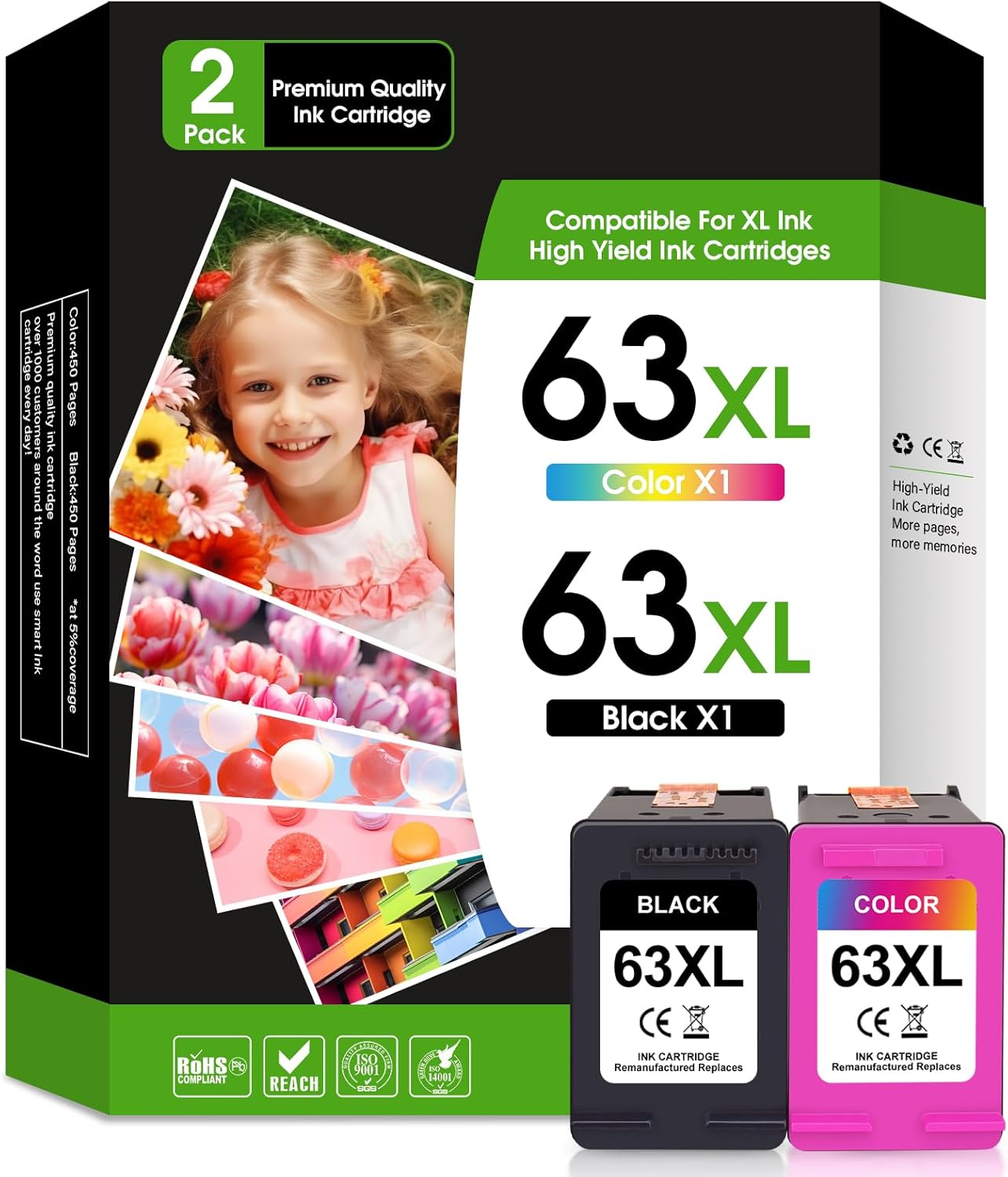 Amazon.com: 63XL Ink Cartridges Black and Color Compatible with HP Ink ...