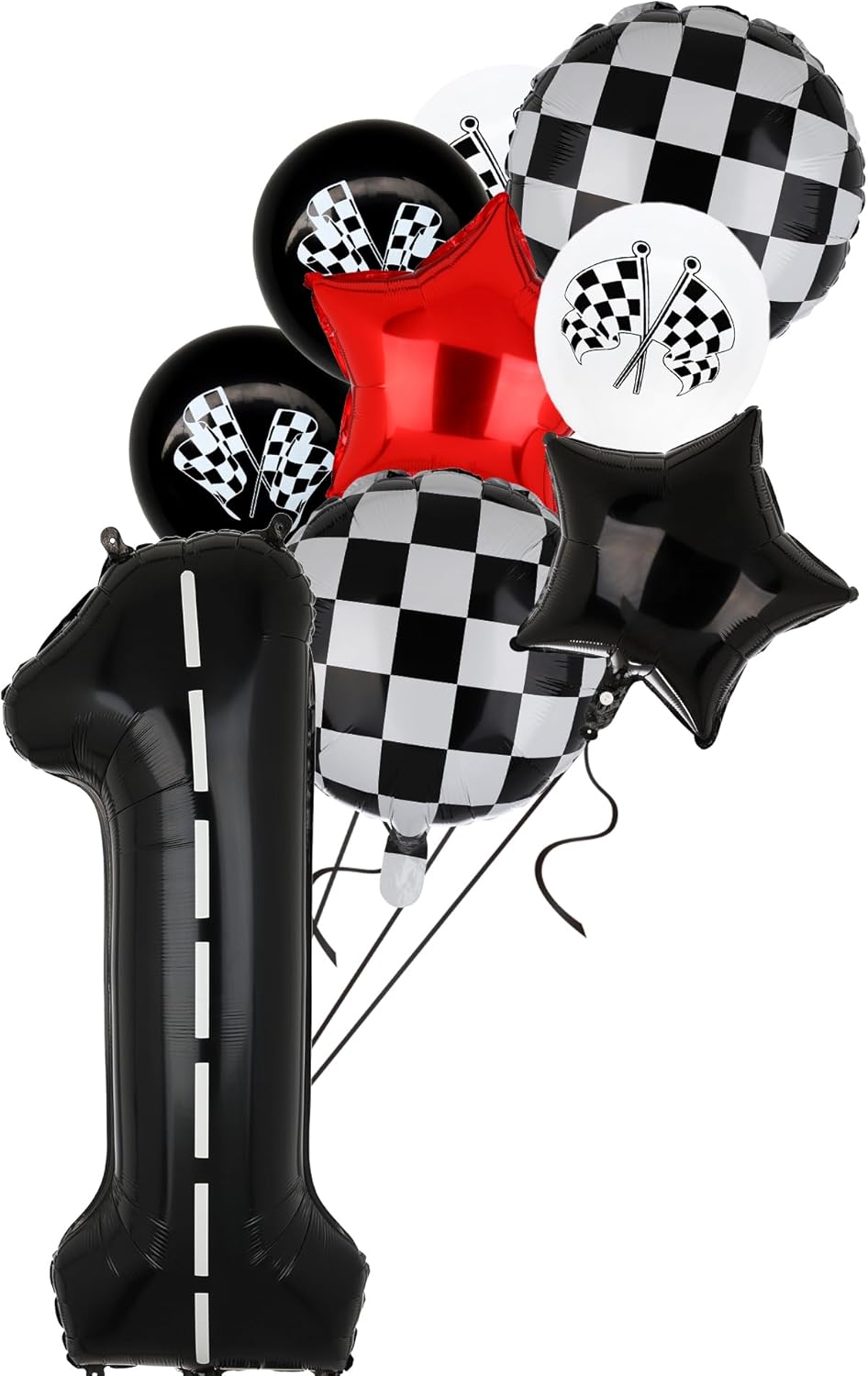 Amazon.com: Race Car Balloons 40 Inch Racetrack Number Balloon 1 Black ...