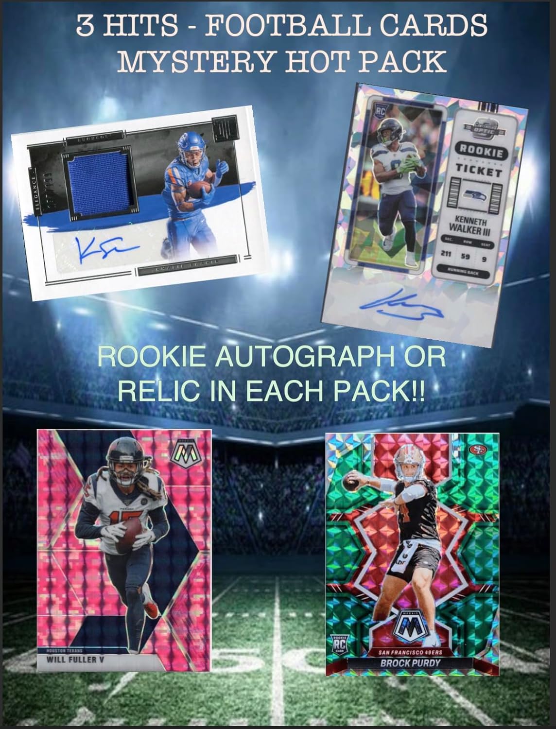 Amazon.com: Football Mystery Hot Packs - 3 Hits - Auto, Relics ...