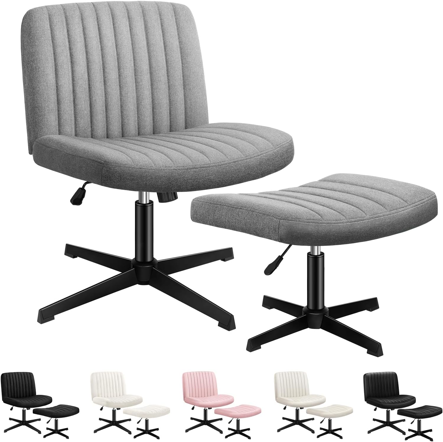 ALFORDSON Armless Criss-Cross Desk Chair with Ottoman Stool, Ergonomic ...
