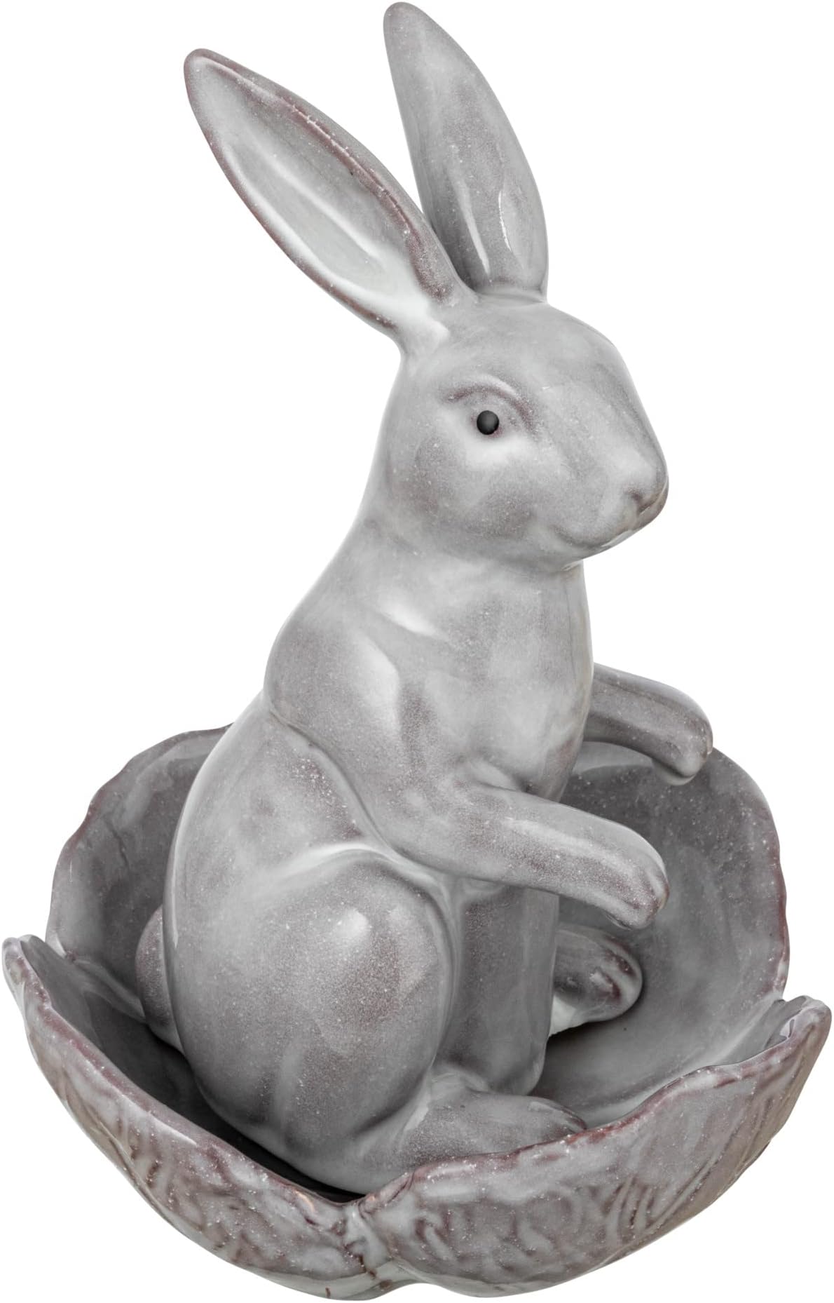 Amazon.com: Creative Co-Op Stoneware Rabbit Figurine with Flower Shaped ...