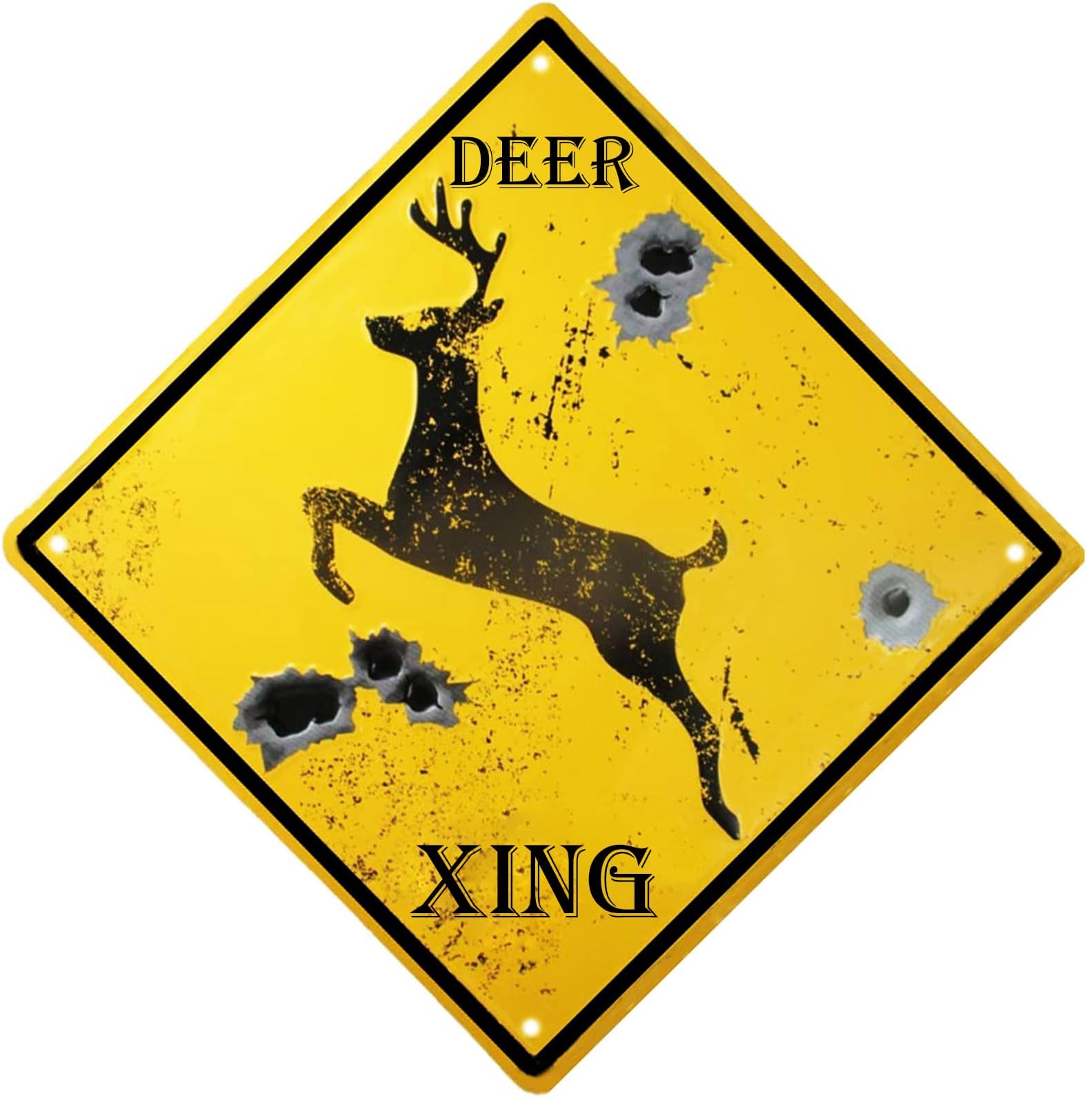 Amazon.com: TISOSO Metal Running Deer Bullet Holes Crossing Signs ...